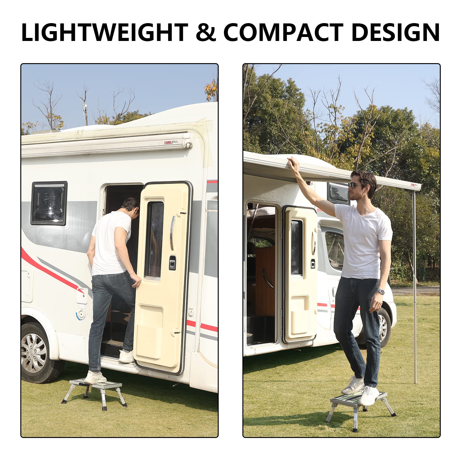 GarfatolRv Safety RV Steps Adjustable Height Aluminum Folding Platform ...