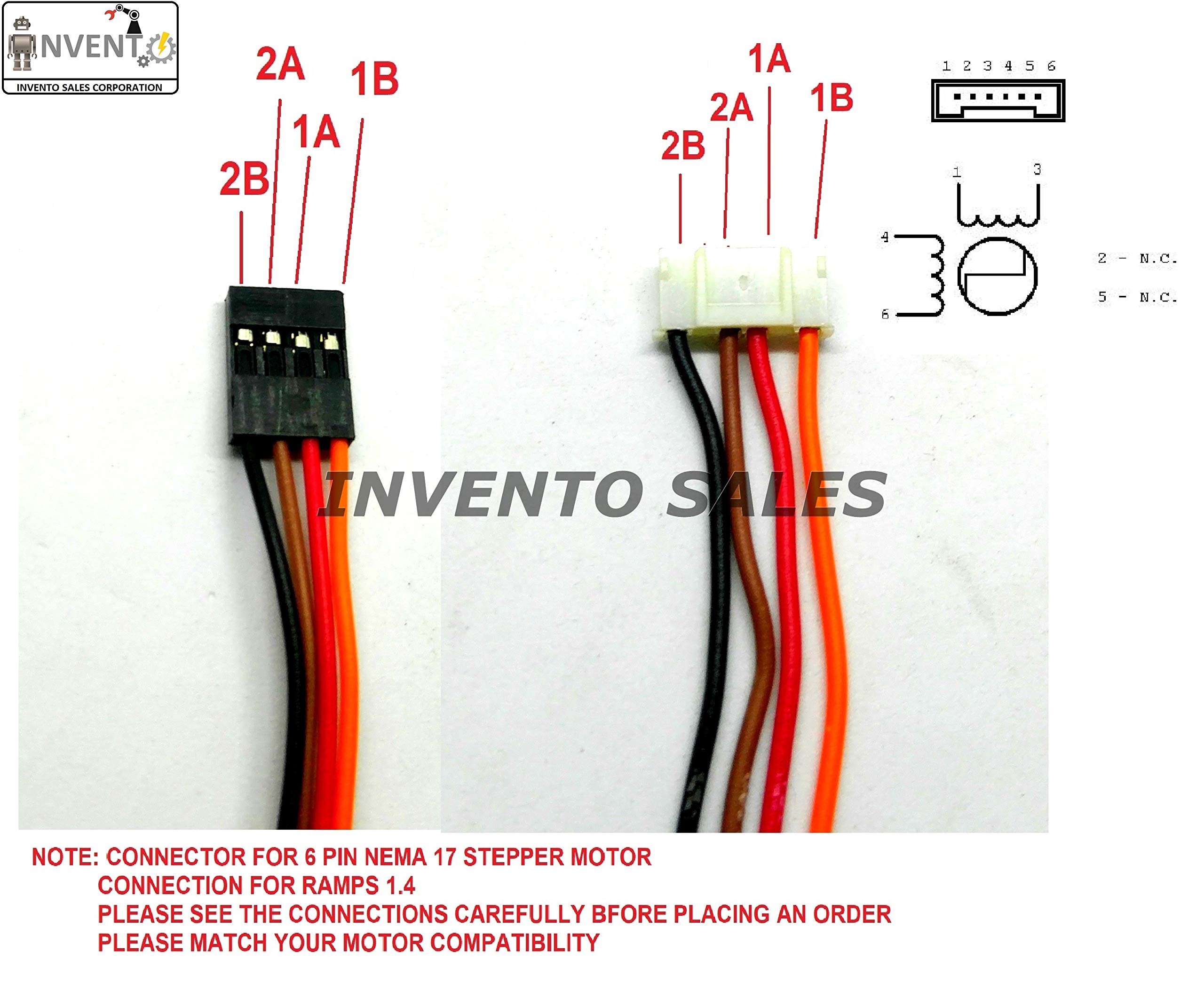 Buy Invento 2pcs 0.5mtr 6pin XH2.54 to 4pin dupont Nema 17 stepper ...