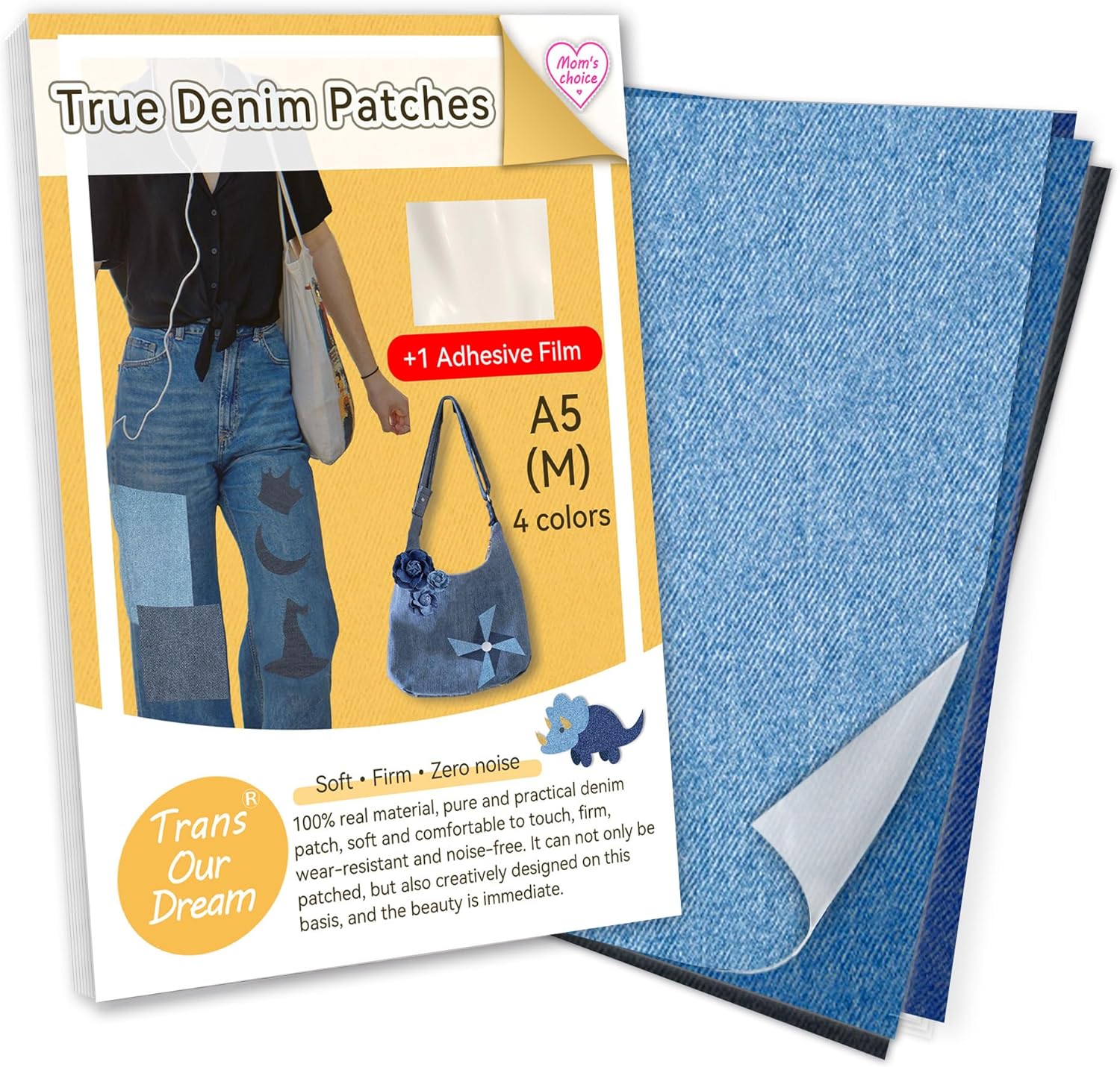 TransOurDream Tru-Denim Fabric Patches Jeans Repair 4 Sheets A5(M Size ...