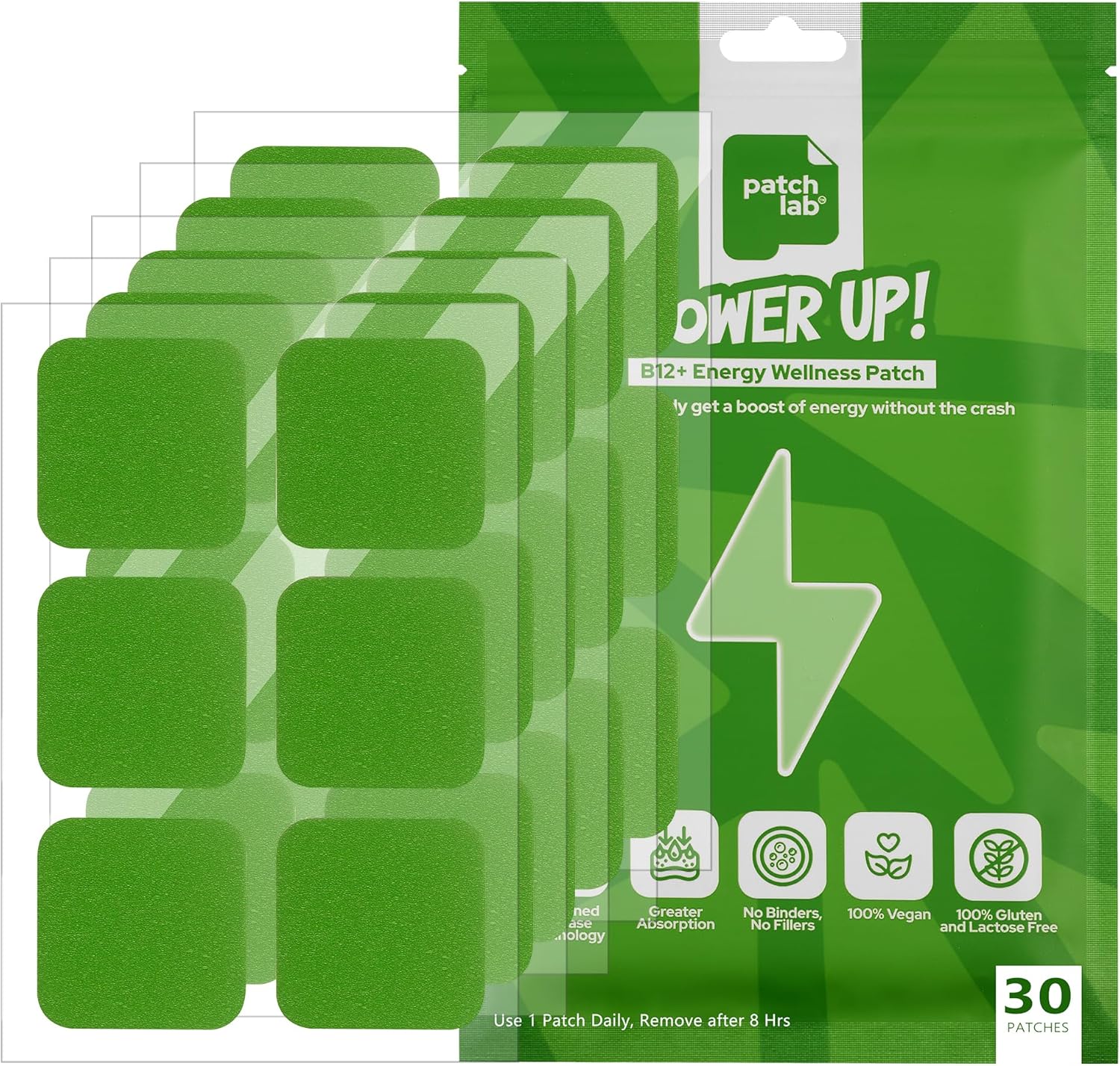 Amazon.com: Patch Lab Power Up! B12+ Energy Wellness Patch - Infused with Natural Ingredients ...