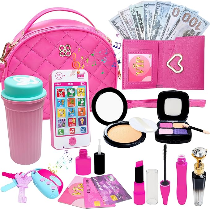Purse for Little Girls Toddlers, Kids Play Purse with Pretend Makeup ...