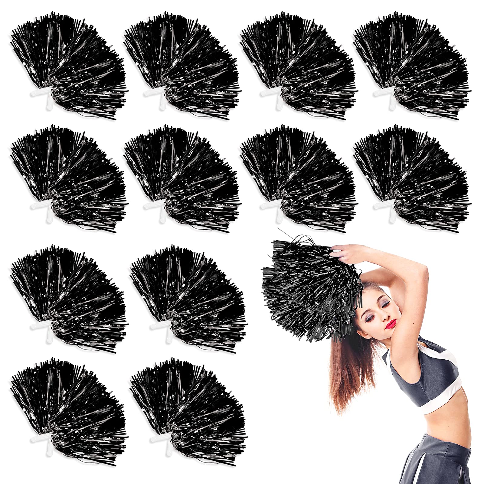Buy LINYAPRY 24 Pcs Metallic Cheerleading Pom Poms for Kids ...