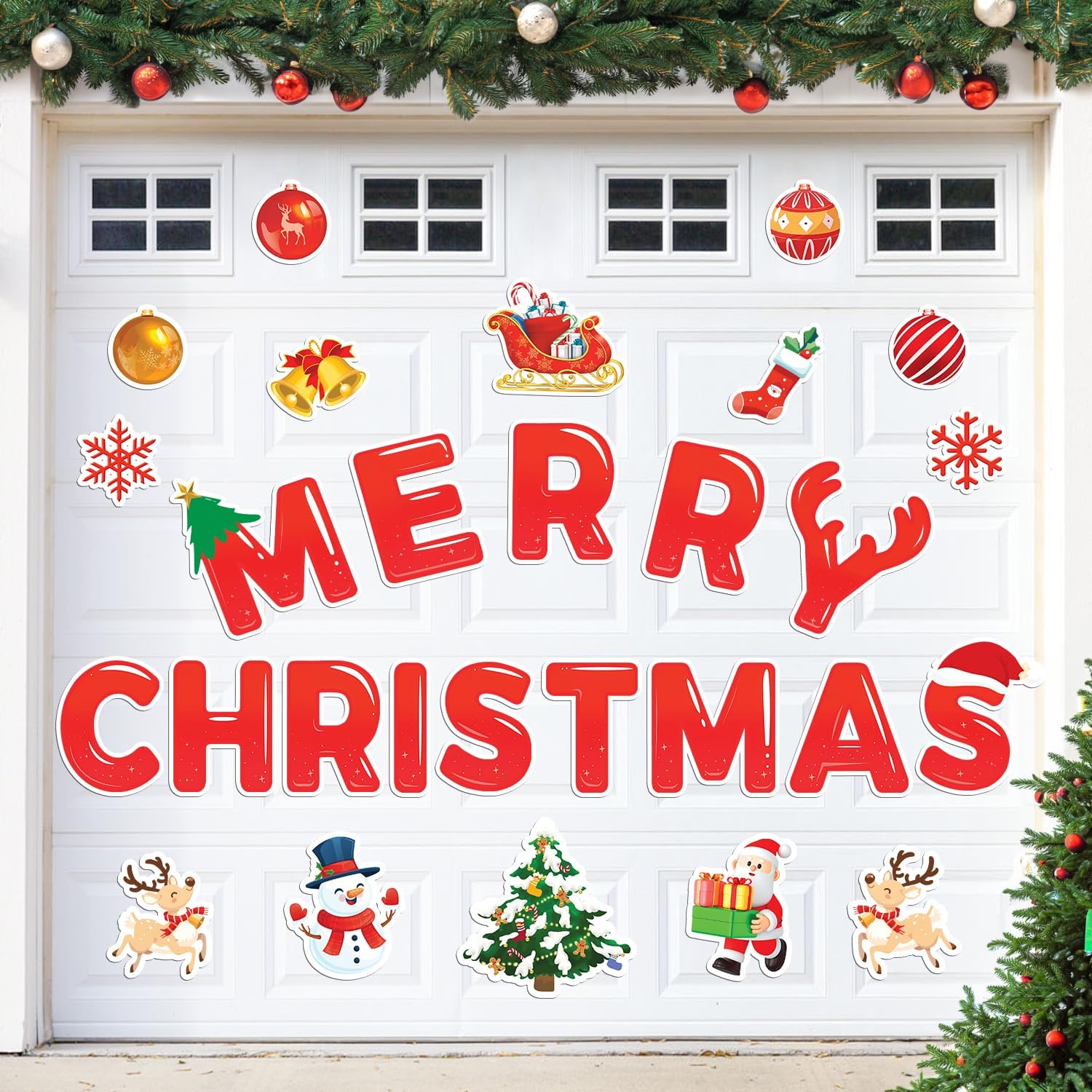 Amazon.com: 26Pcs Christmas Garage Door Magnets Decorations Red Green ...