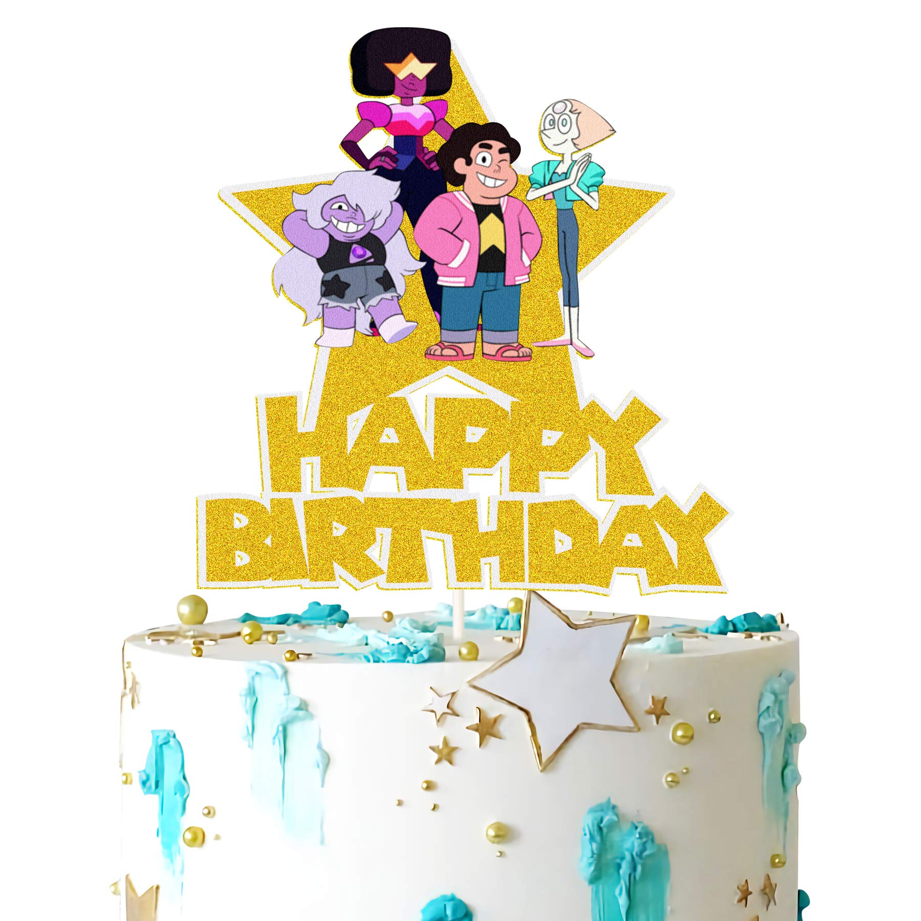 Buy LYNHEVA Glitter Steven Universe Happy Birthday Cake Topper, Steven ...