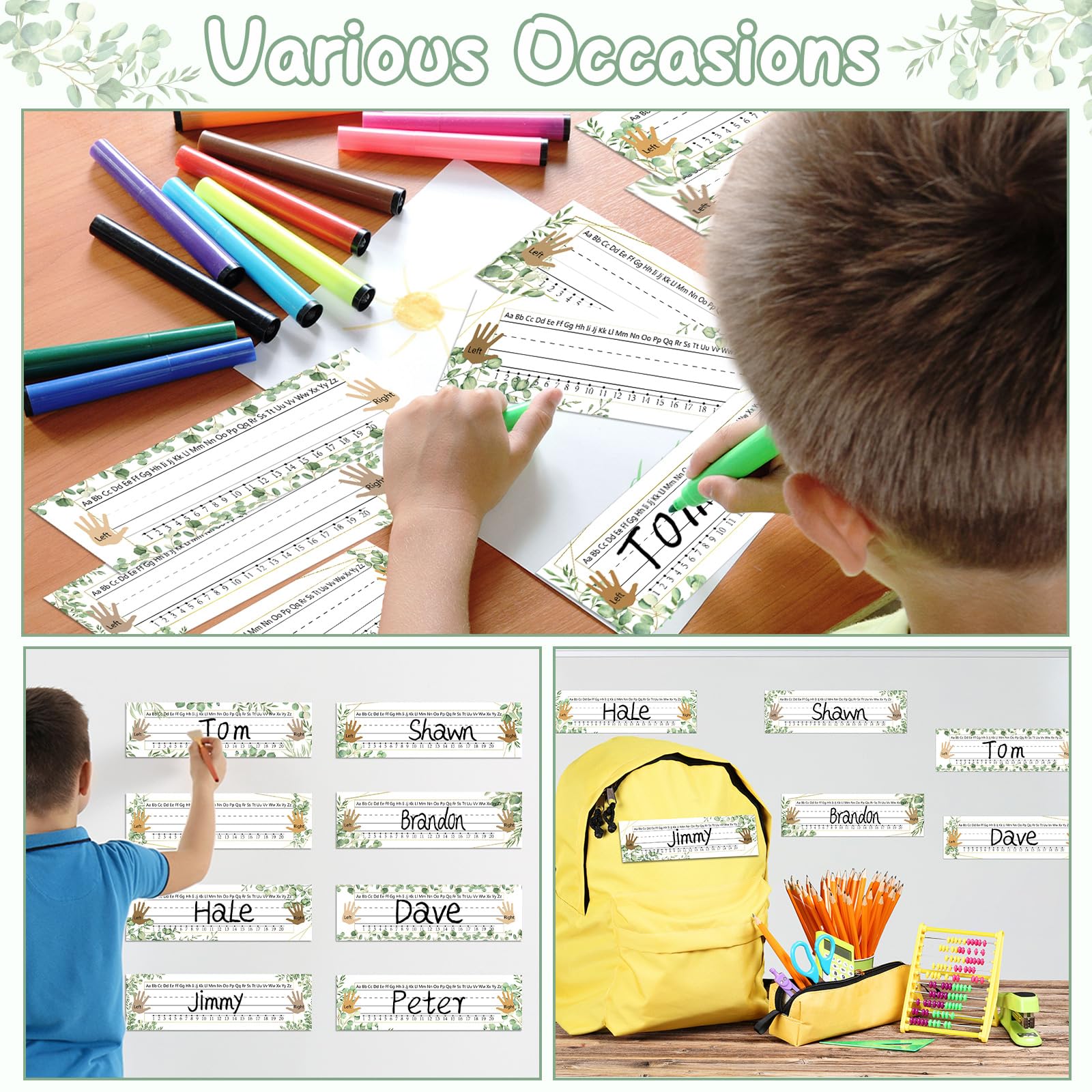 Snapklik.com : 72 Pcs Eucalyptus Name Plates For Desks Classroom ...