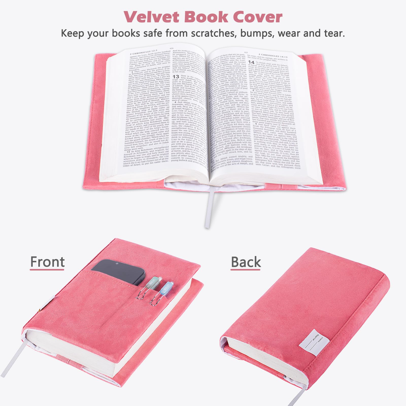 Snapklik.com : APLUFINE Velvet Book Cover For Paperbacks, Reusable ...