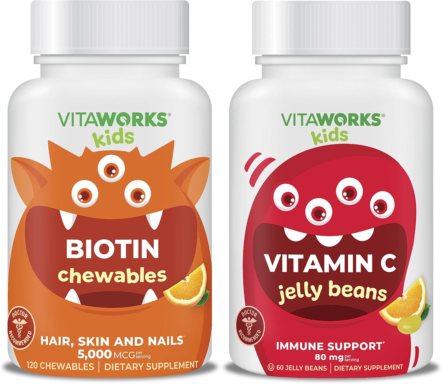 Amazon.com: VitaWorks Kids Biotin 5000mcg Chewables + Vitamin C 80mg ...