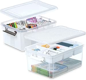 Amazon.com: Citylife 17 QT Plastic Storage Bins Clear Storage Box with ...