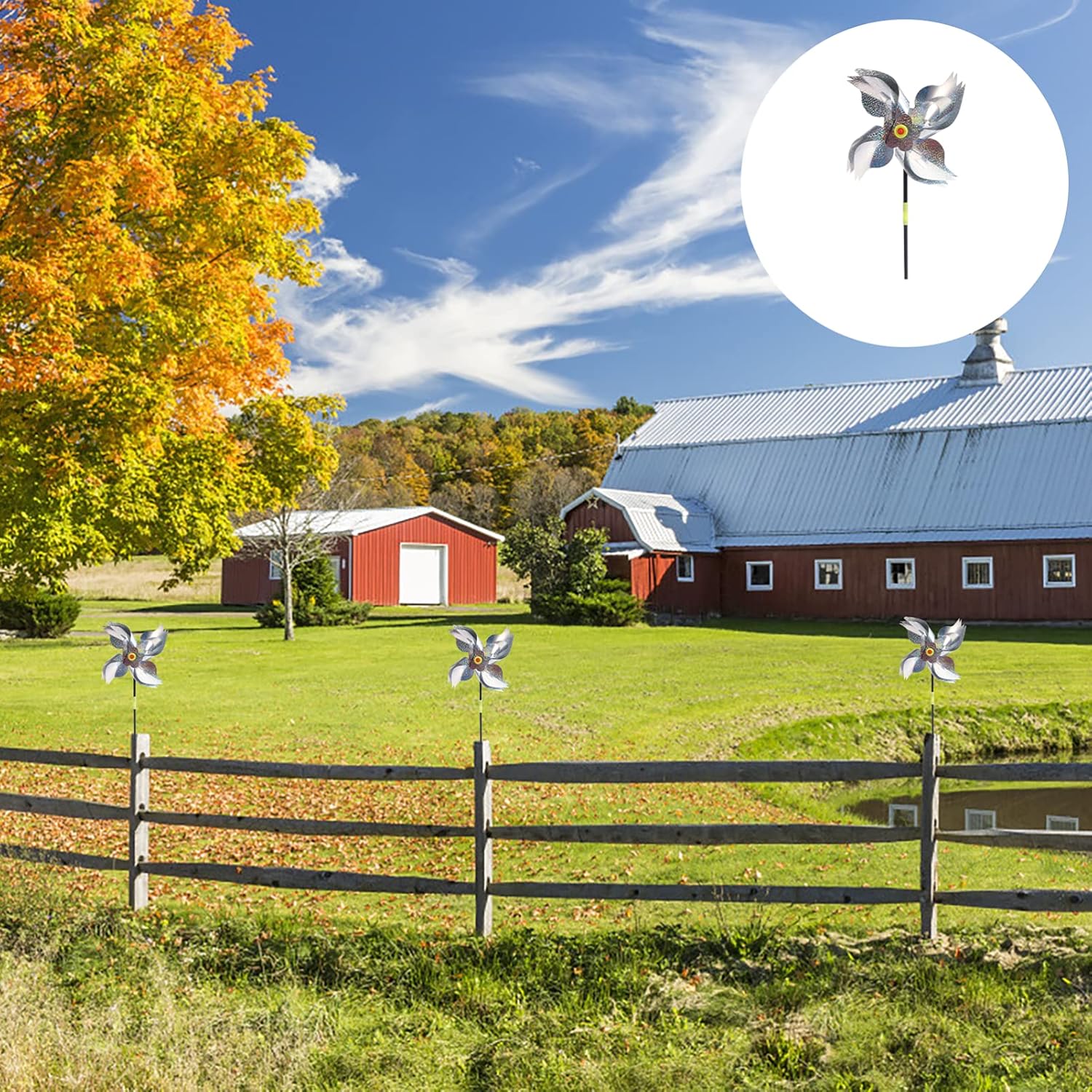 Cabilock 10pcs Bird Repellent Reflective Pinwheels Colorful Garden Wind ...