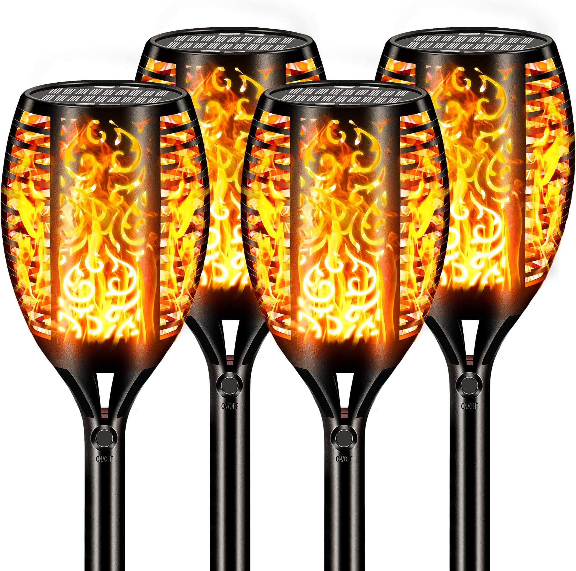 Permande Upgraded Solar Flame Lights Outdoor, 3 Options Solar Torch ...