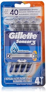 Amazon.com: Gillette Sensor3 Smooth Shave Disposable Razor, 4 Count ...