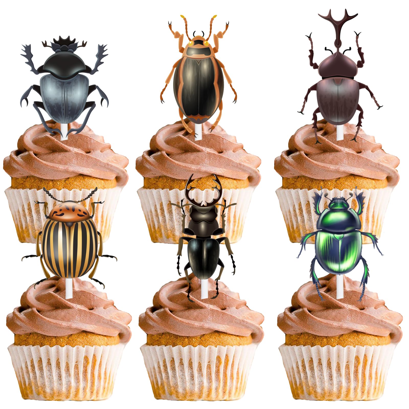 Amazon.com: 18pcs Glitter Dessert Cupcake Topper Reptile Insect Beetle ...