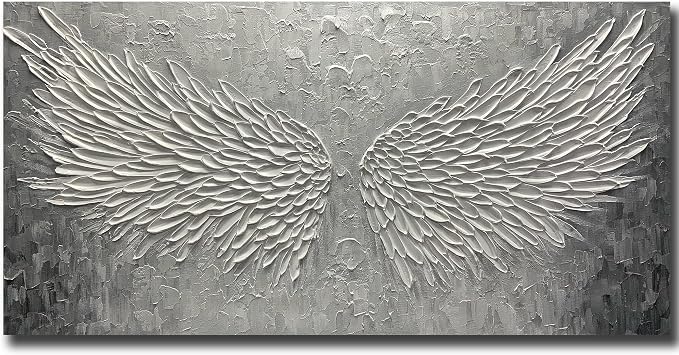 Amazon.com: BASNLIFE Wall Art with Canvas Hand Painted Wings, Grey and ...