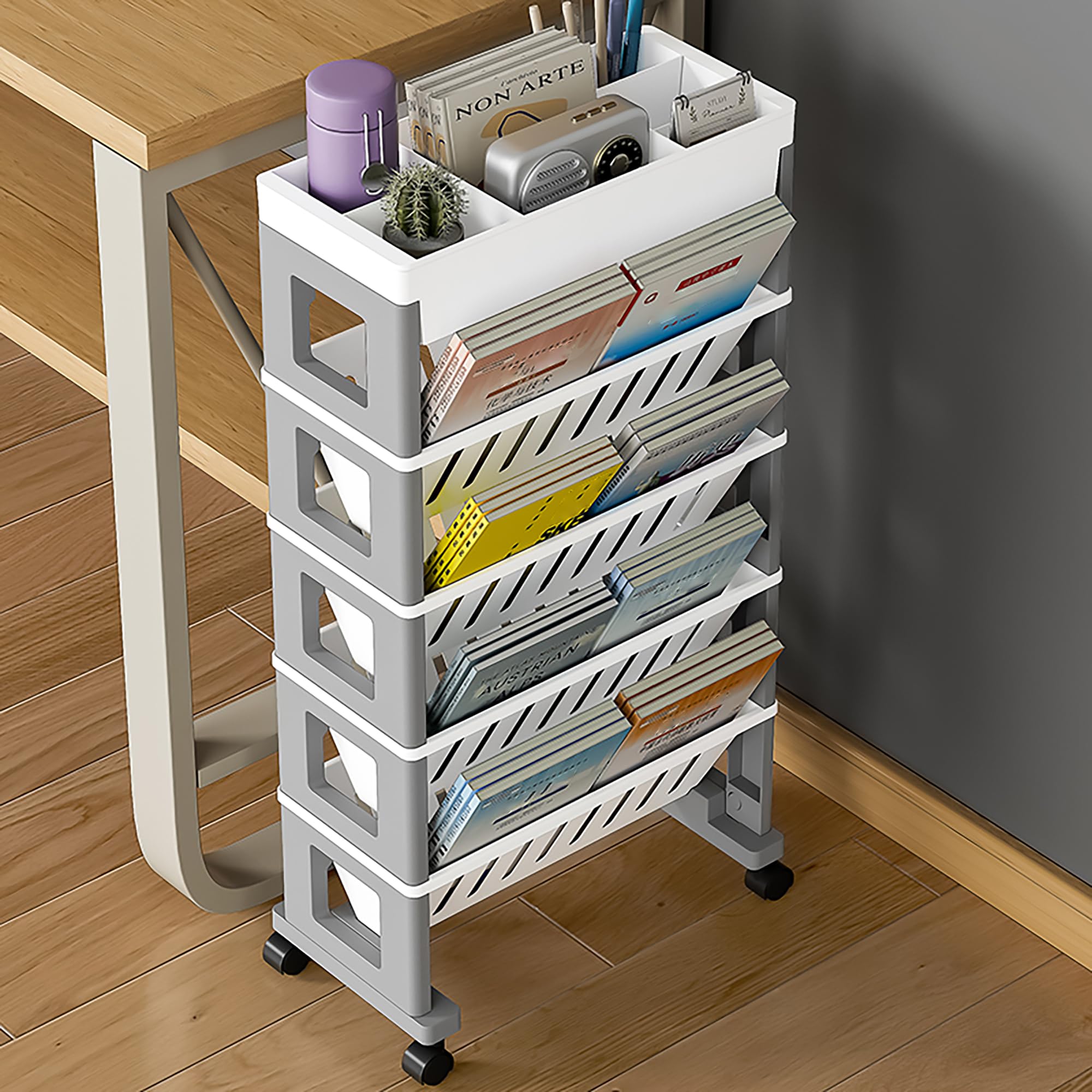 Snapklik.com : 5 Tier Book Rack Storage Bookshelf, Mobile Bookshelf