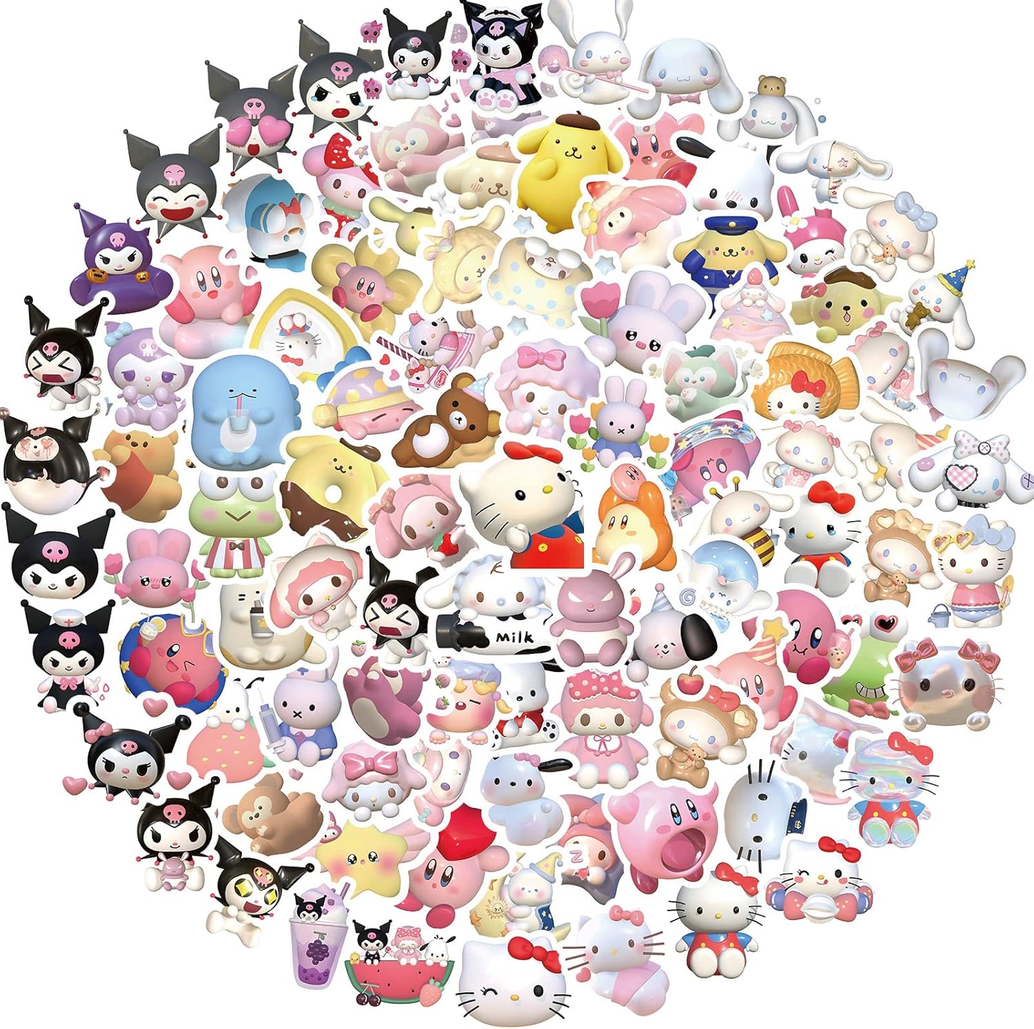 Amazon.com: 100 Pcs 3D Cute Stickers Kawaii Stickers Anime Stickers ...