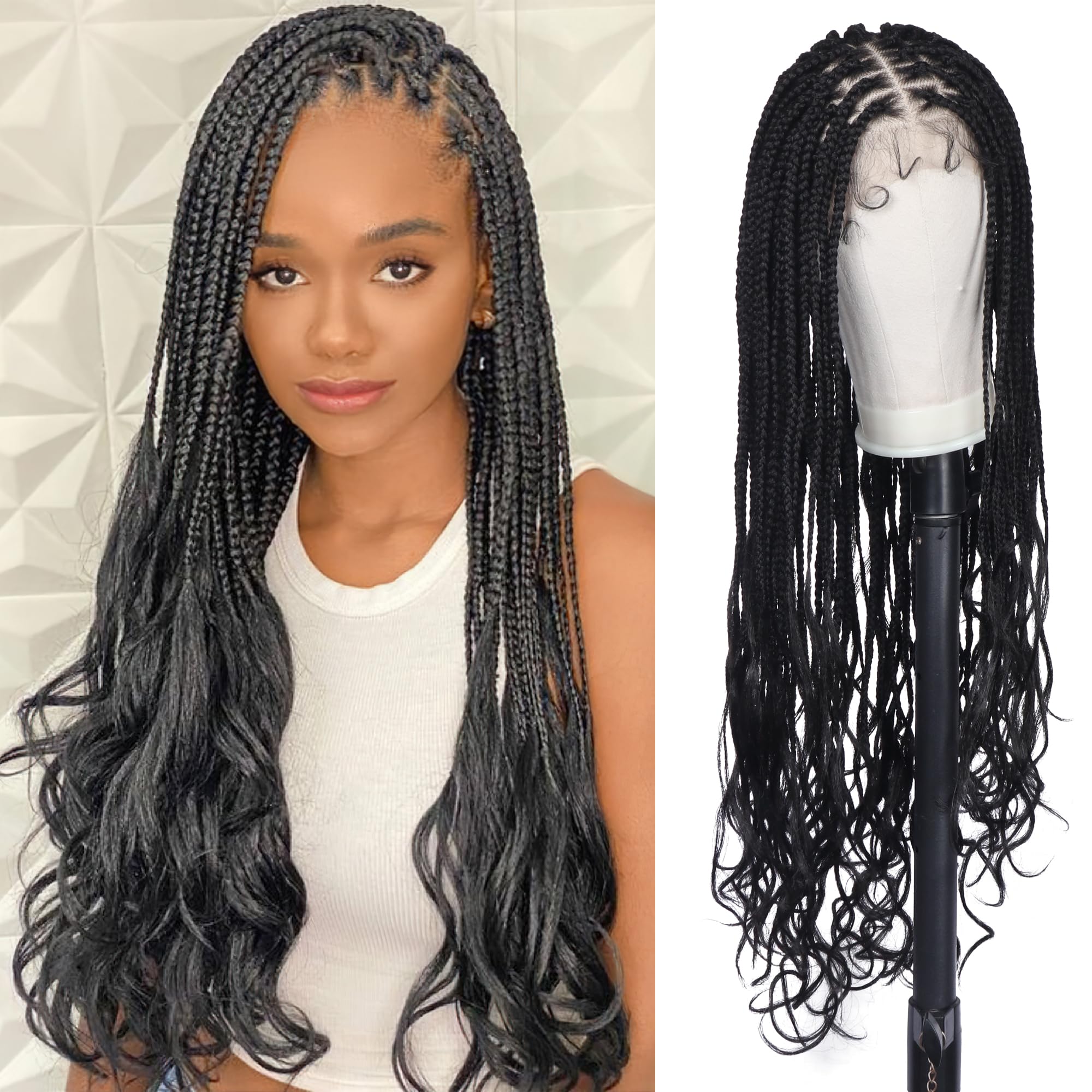 Amazon.com : Alebery 30” HD Full Lace Knotless Box Braided Wigs with ...