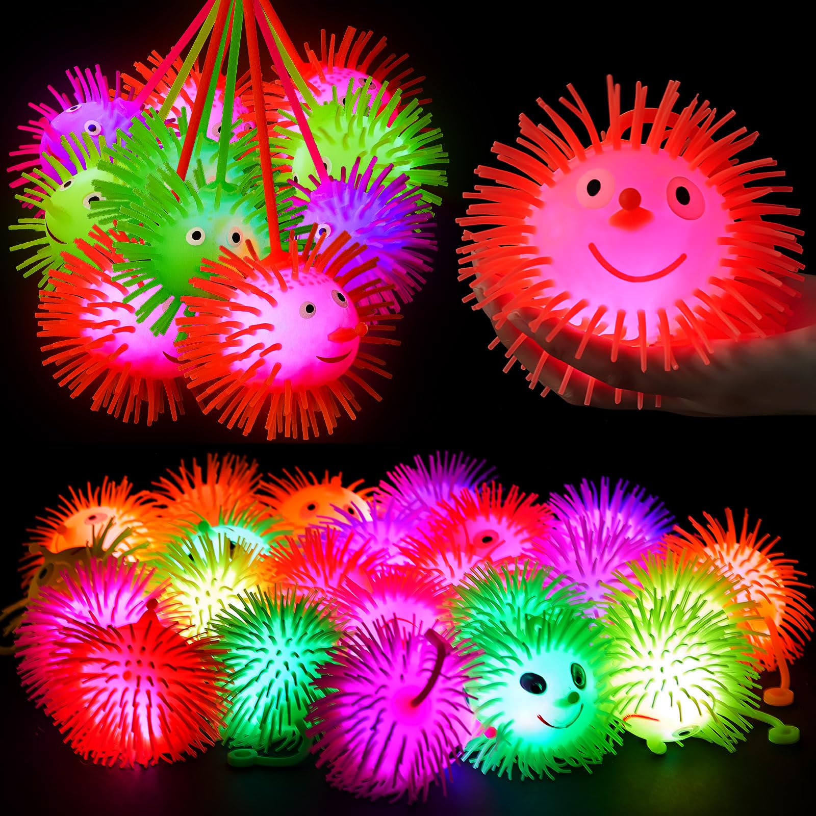 Amazon.com: Lewtemi 24 Pcs LED Puffer Balls Squeeze Stress Relief Balls ...