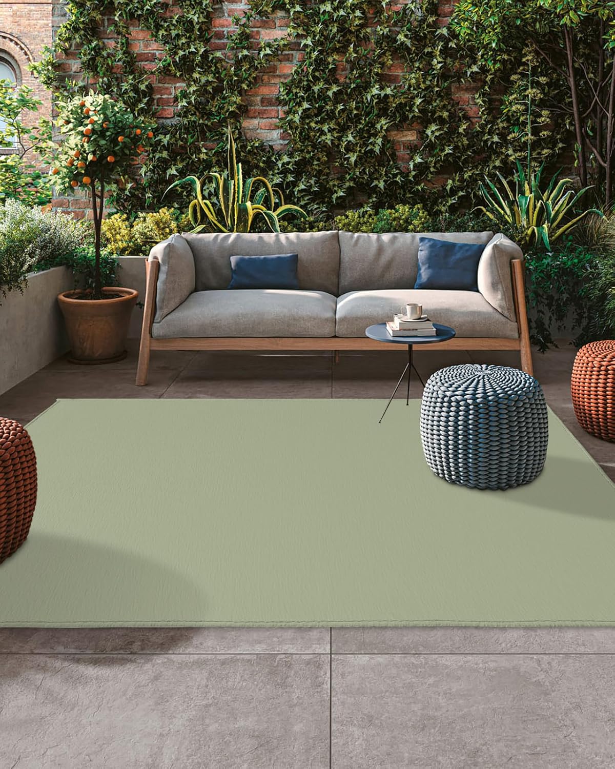 Amazon.com: Sage Green Outdoor Patio Mats 6' x 9' - Reversible Outside ...