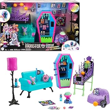 Amazon.com: Monster High Student Lounge Playset, Doll House Furniture ...