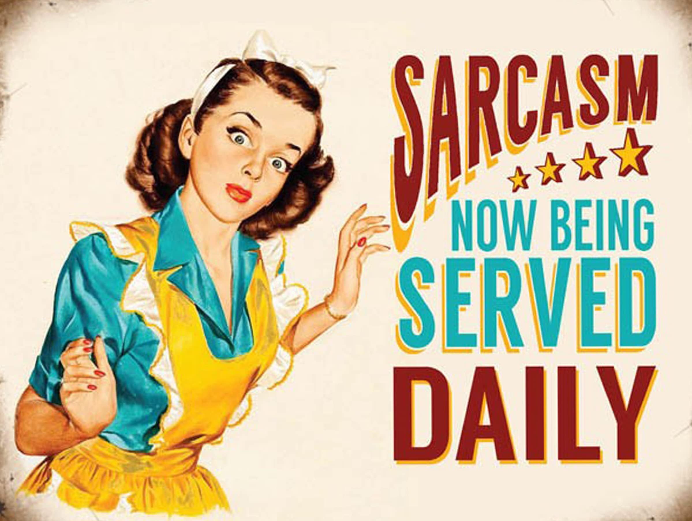 shawprint Sarcasm now being served daily funny RETRO METAL TIN WALL ...