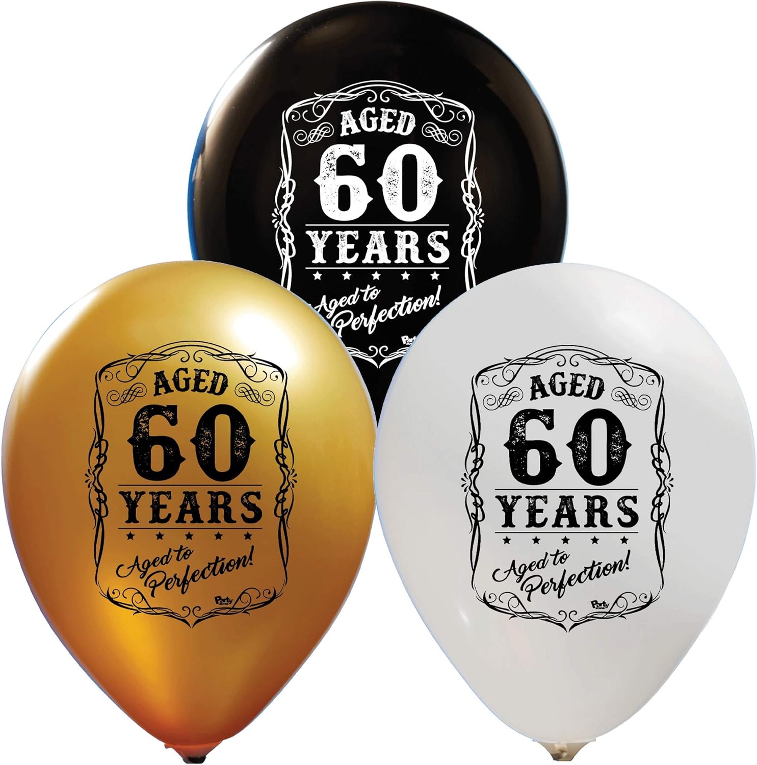 Amazon.com: Aged 60 Years to Perfection Black, Gold and White Balloons ...