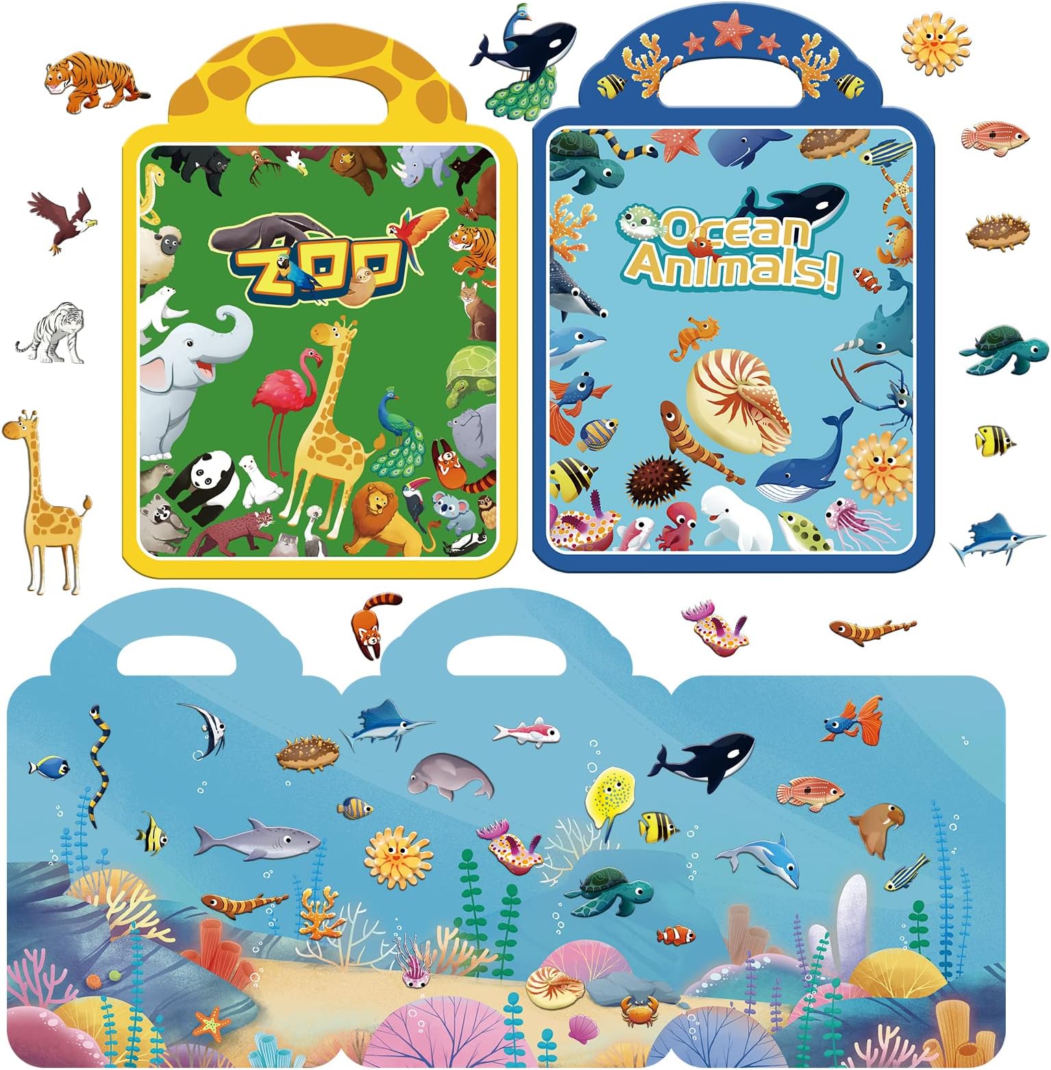 Amazon.com: 3 Set Reusable Sticker Books for Kids 1-3 & 2-4: Fun Travel ...
