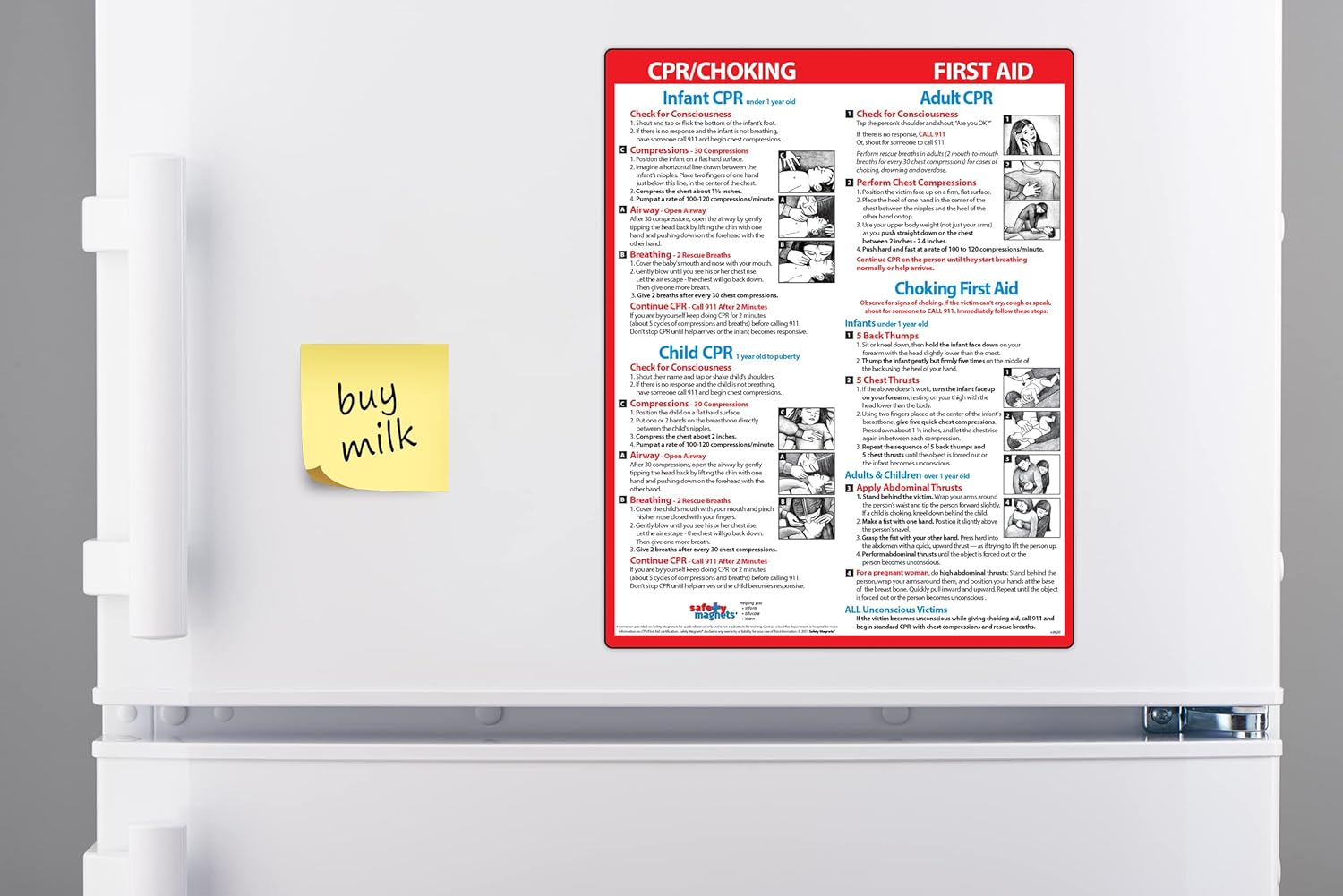 Buy CPR, Choking First Aid Magnet - Babies, Children, Adults - Heimlich ...