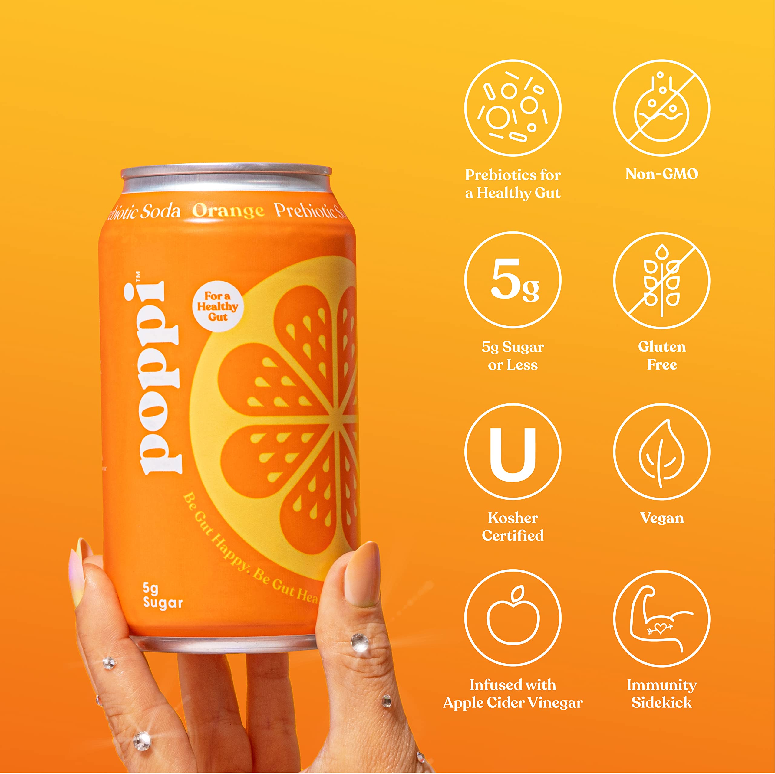 POPPI Sparkling Prebiotic Soda w/ Gut Health & Immunity Benefits, Beverages w/ Apple Cider ...