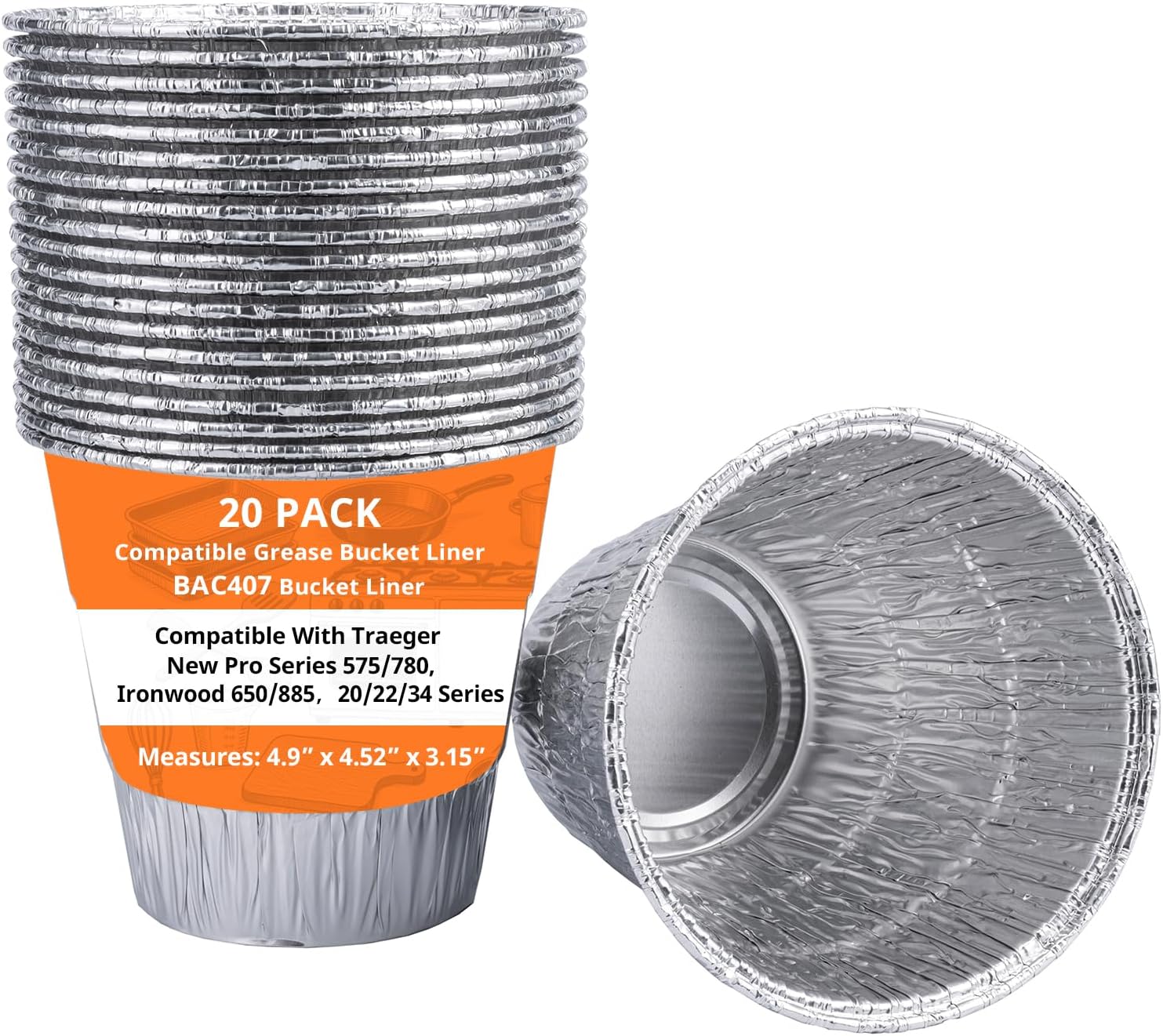 Amazon.com : SilvaKoon 20 Pack Grease Bucket Liners for Traeger Grills ...
