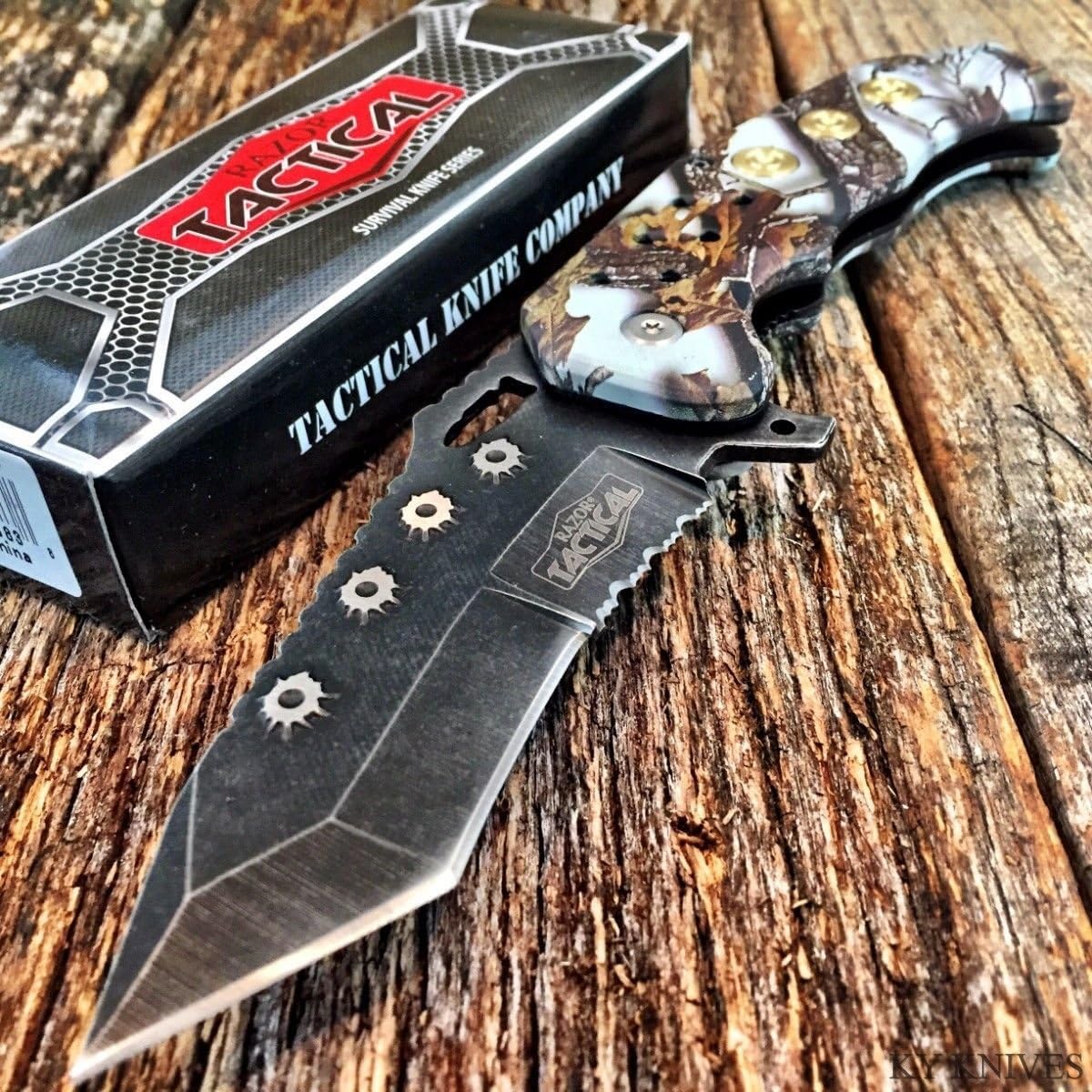 RAZOR TACTICAL 8.25" Tanto Bullet Spring Assisted Open Pocket Knife ...