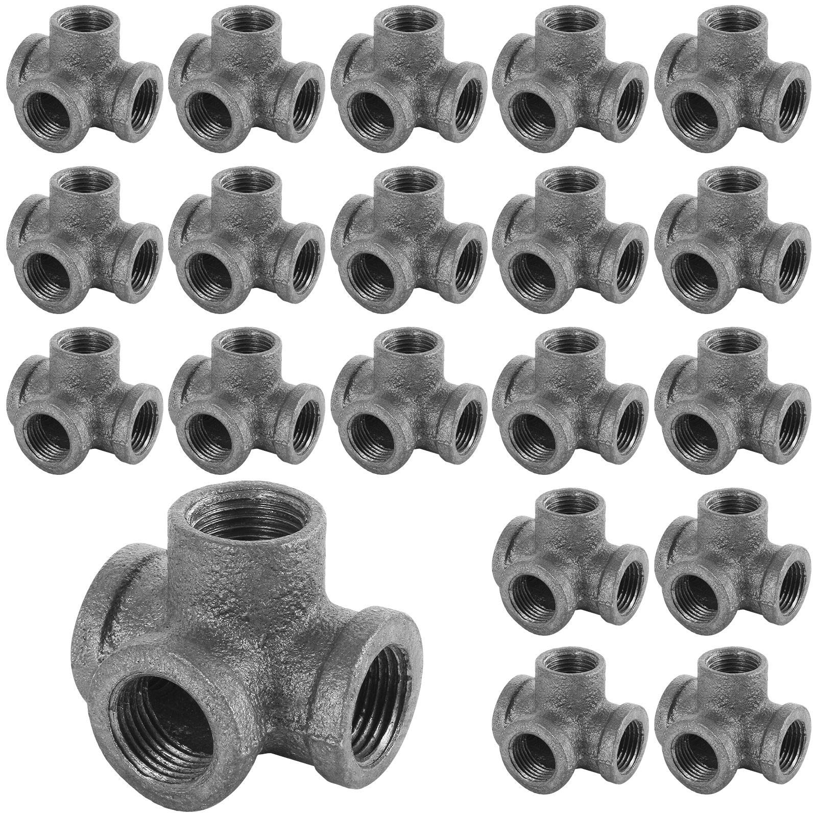 Snapklik.com : 20 PACK 1/2" 4-Way Side Outlet Tee, Industrial Cast Iron ...