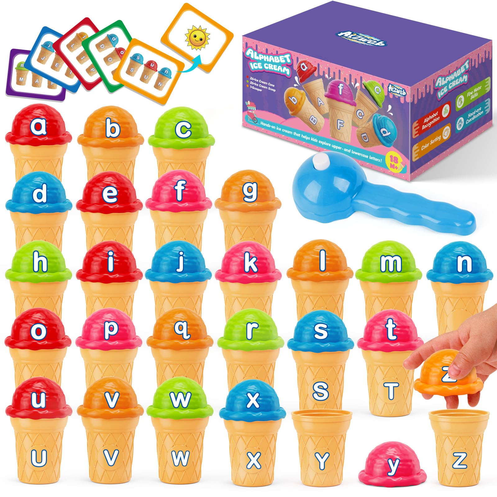 Snapklik.com : Ice Cream Alphabet Learning Toys,Color Sorting Matching Letter Game For Toddlers ...