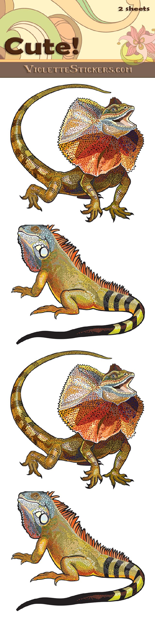 Amazon.com: "Cute!" Iguana Stickers : Toys & Games