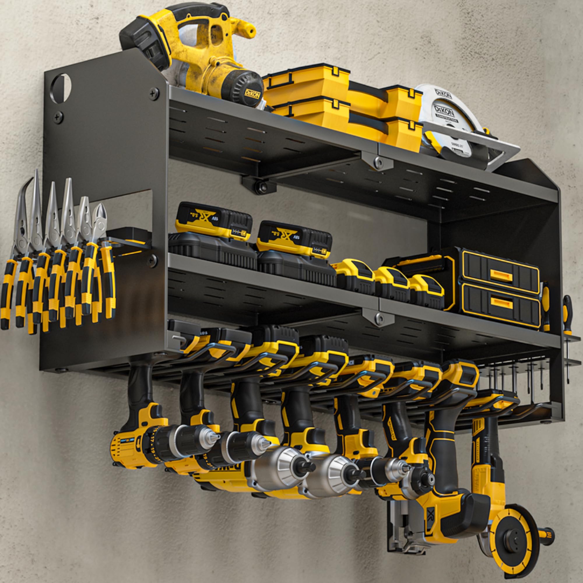 YYR Power Tool Organizer Wall Mount, Cordless Drill and Battery Holder ...