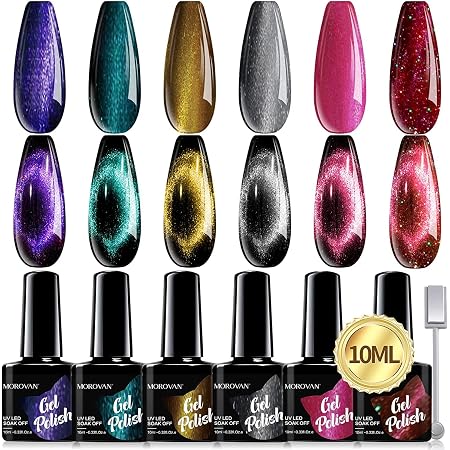 Amazon.com : Cat Eye Gel Polish Set of 12 Colors Magnetic Gel Nail ...