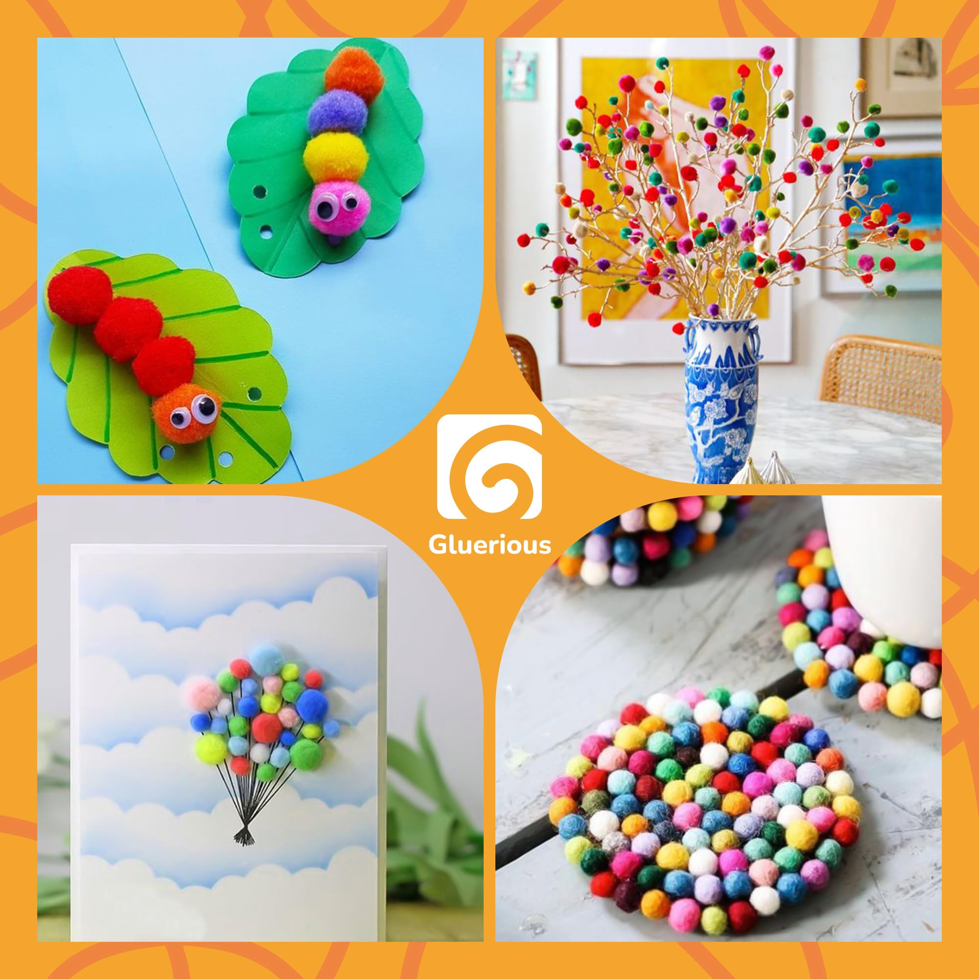 Snapklik.com : 1200pcs Pom Poms For Crafts - Colorful Puffballs 1cm-3cm ...