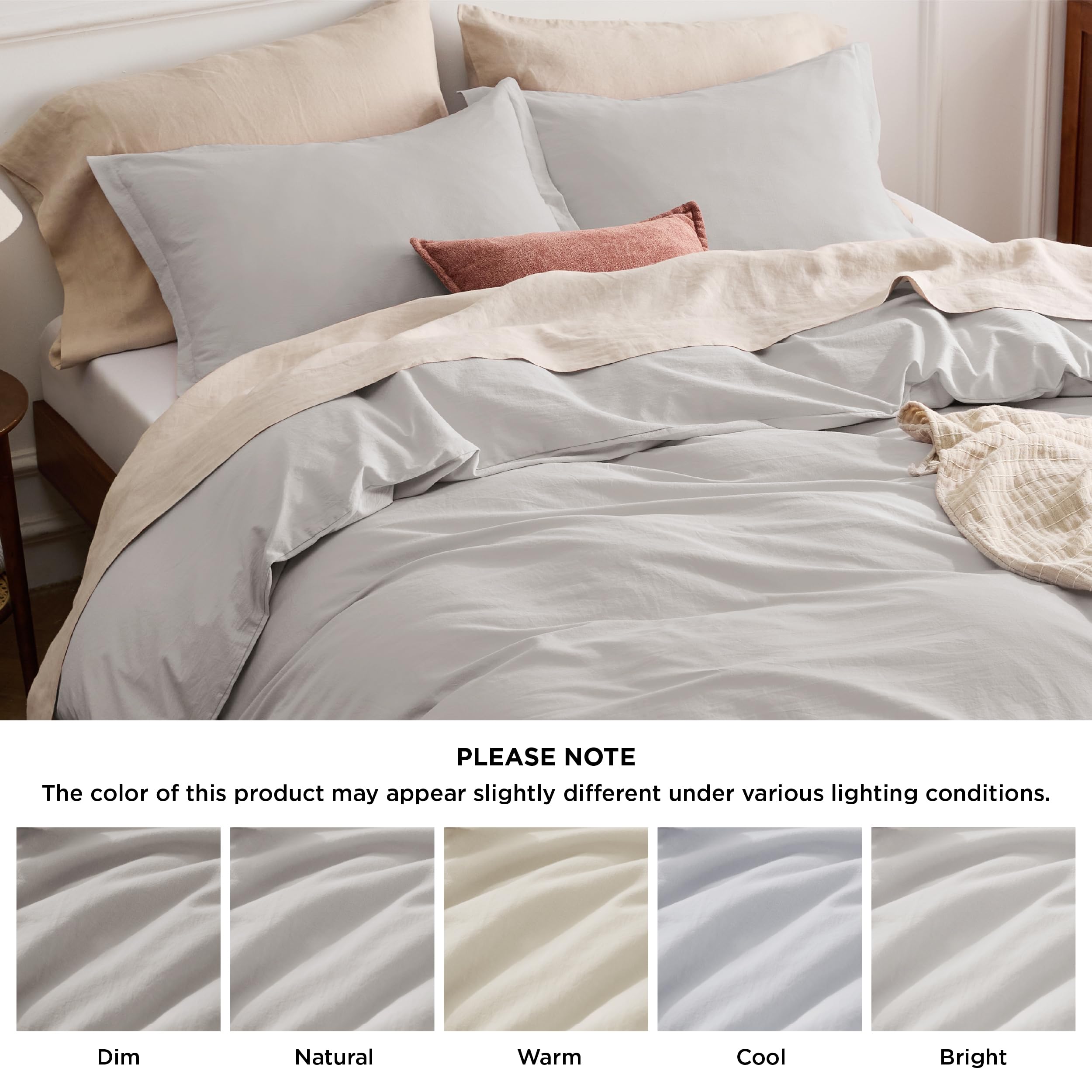 Bedsure 100% Stone Washed Cotton Duvet Cover King - Stone Color ...