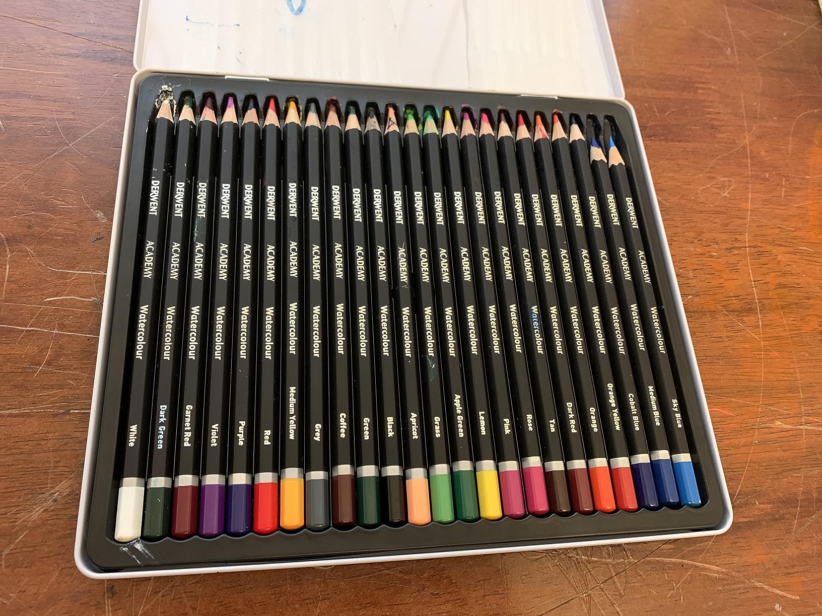 Derwent Academy Watercolour Pencils, Set of 24 in Tin, Multicolour ...
