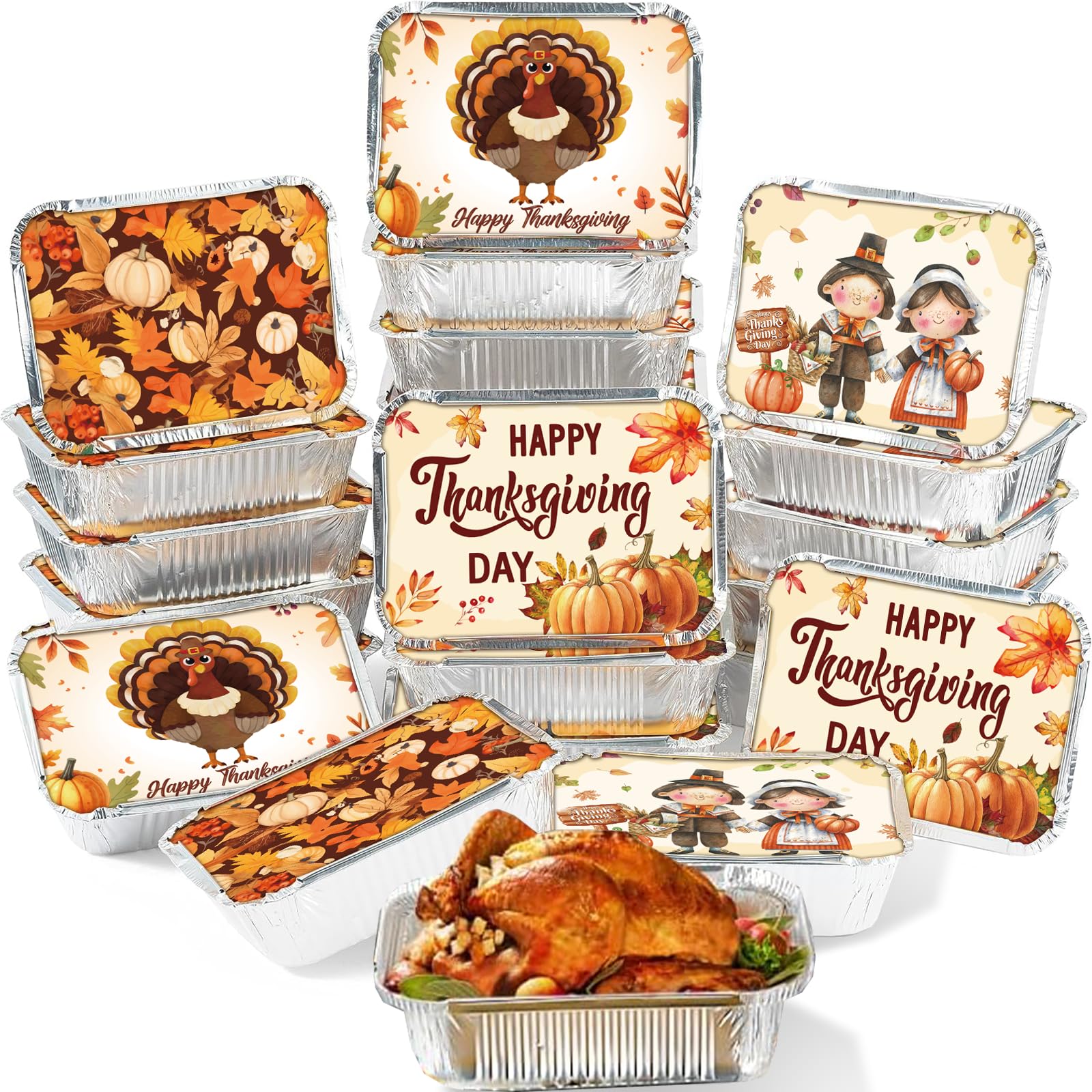 Amazon.com: 36Pcs Thanksgiving Tin Foil Containers with Lids Disposable ...