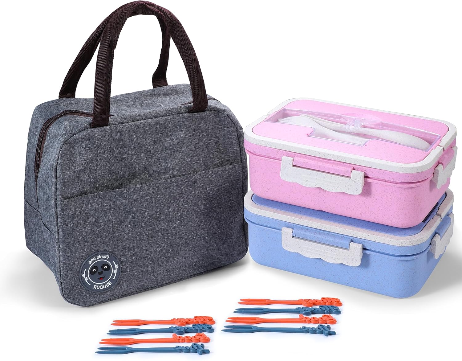 Amazon.com: becutlery Bento Box Kit Leakproof, Portion Control Prep ...