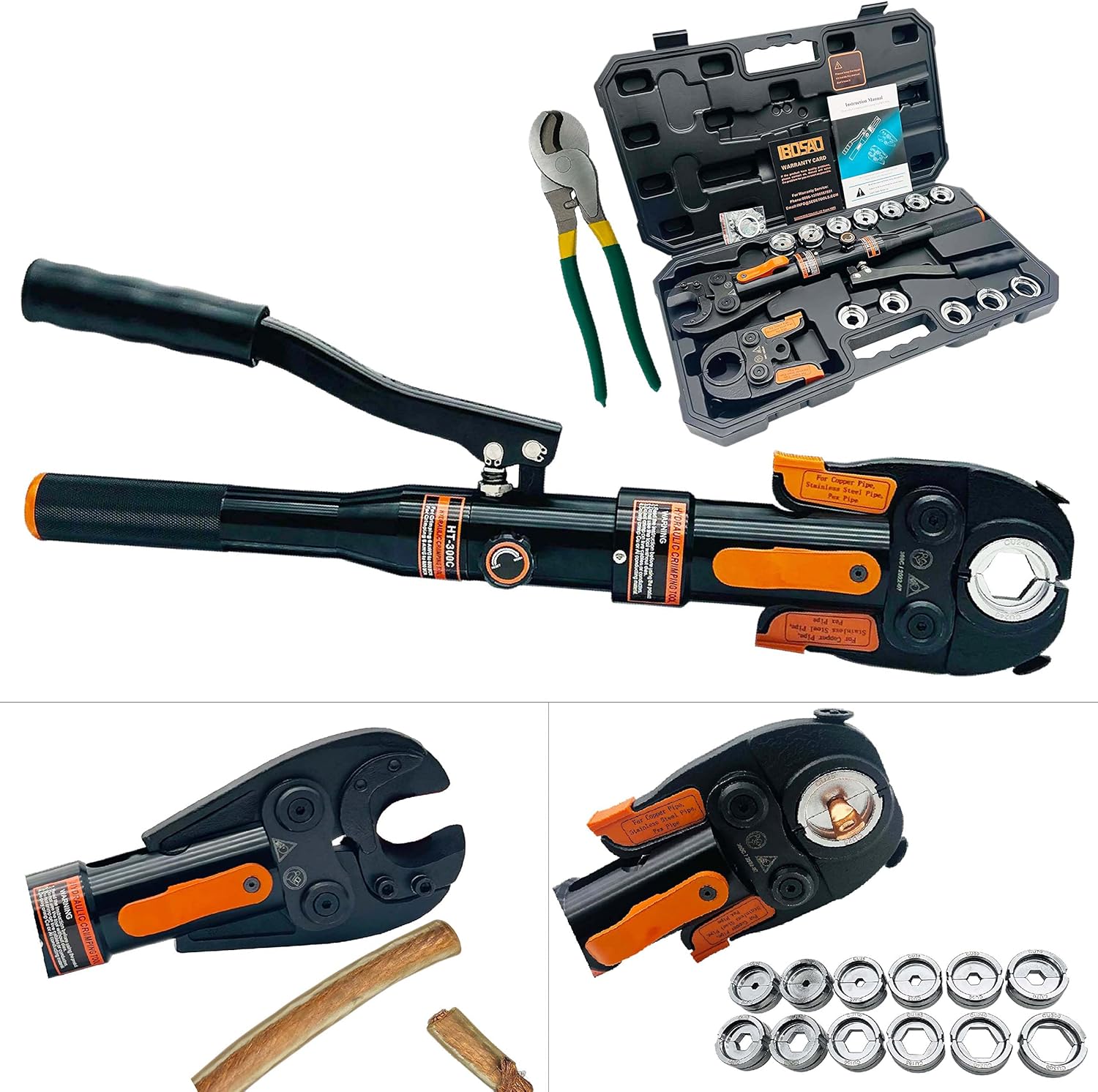 IBOSAD 2 in 1 Hydraulic Crimping Tool and Cutting Tool for Crimping 6 ...