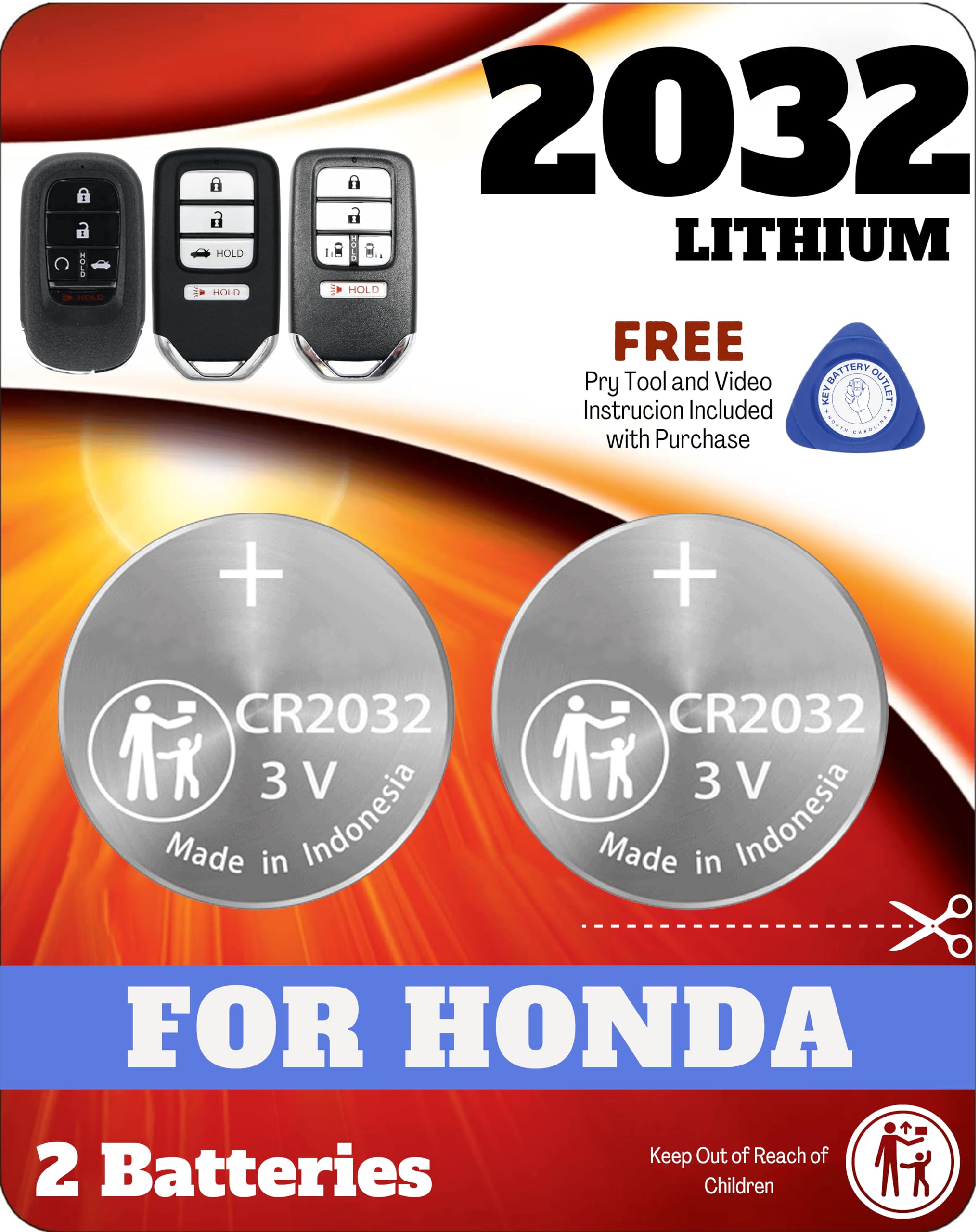 Amazon.com: Key Fob Replacement Battery for Honda Civic, Accord, CRV ...