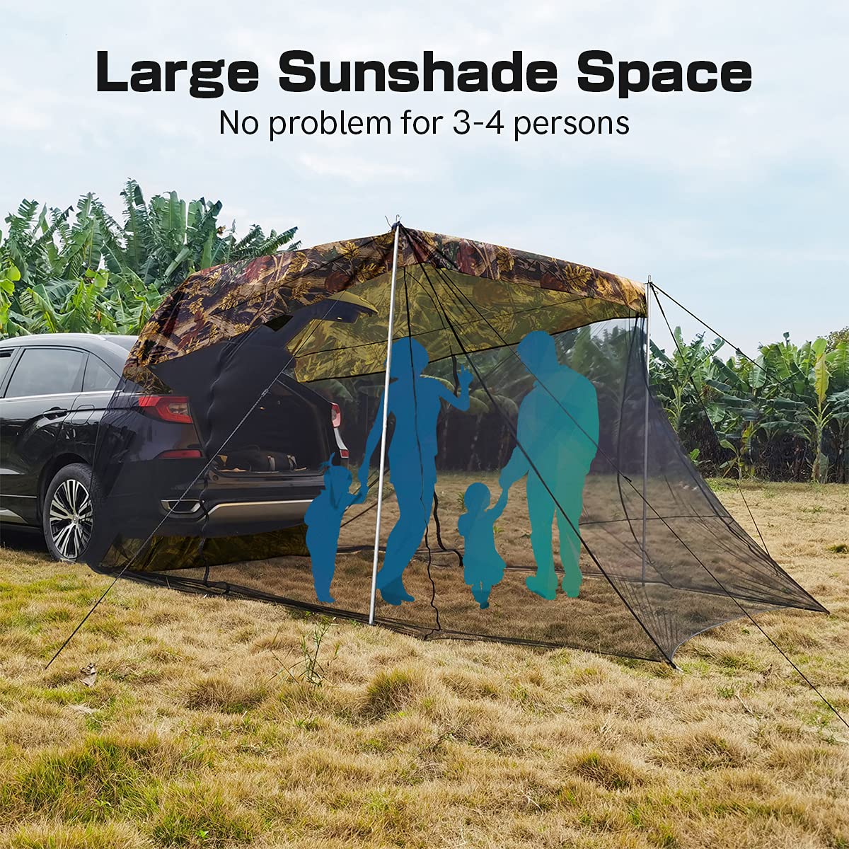 Buy Car Awning Sun Shelter SUV Rear Tent,Portable Waterproof Roof Top ...