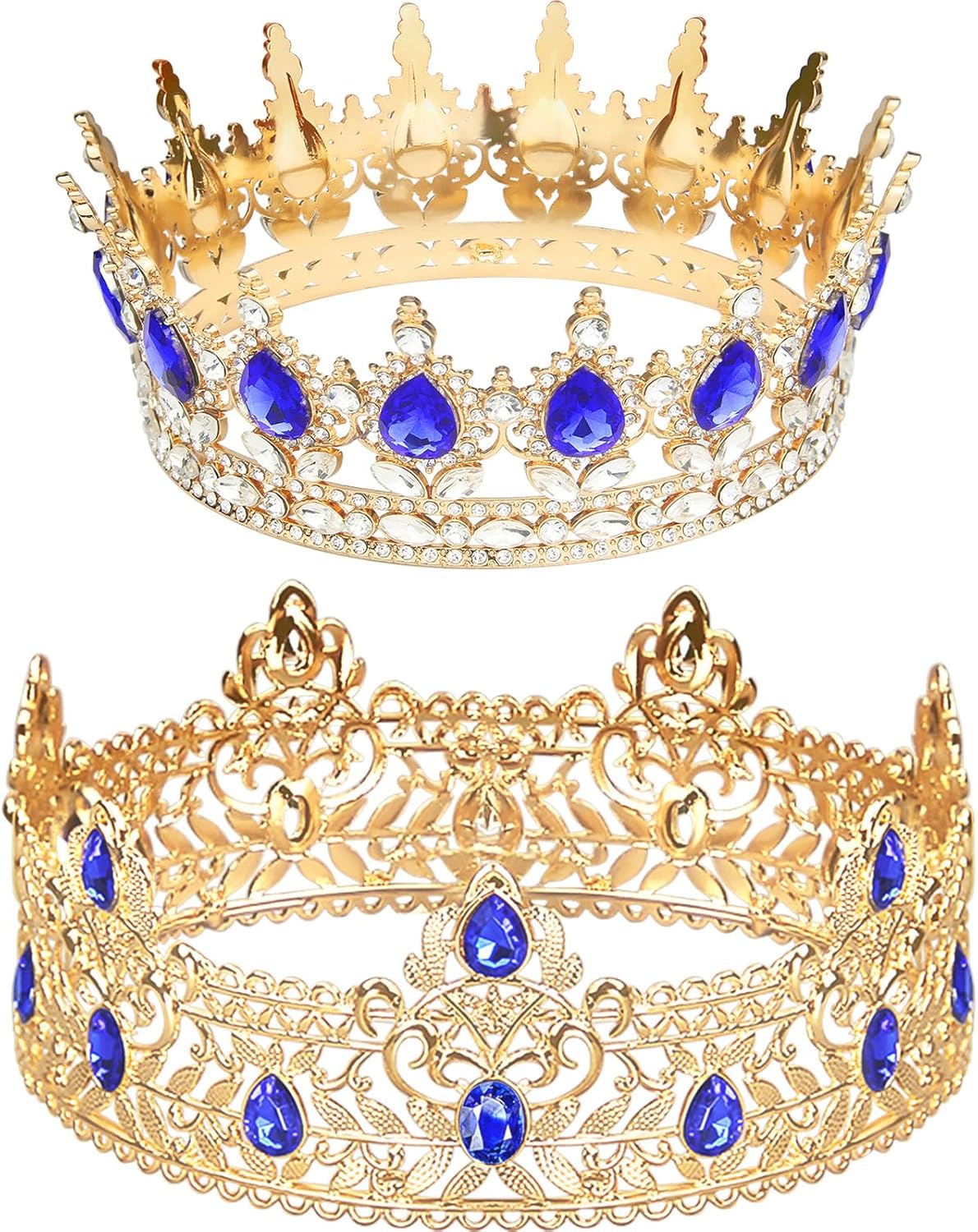 Amazon.com: 2 Pcs Royal Crowns Set - King Crown for Men, Queen Crown ...