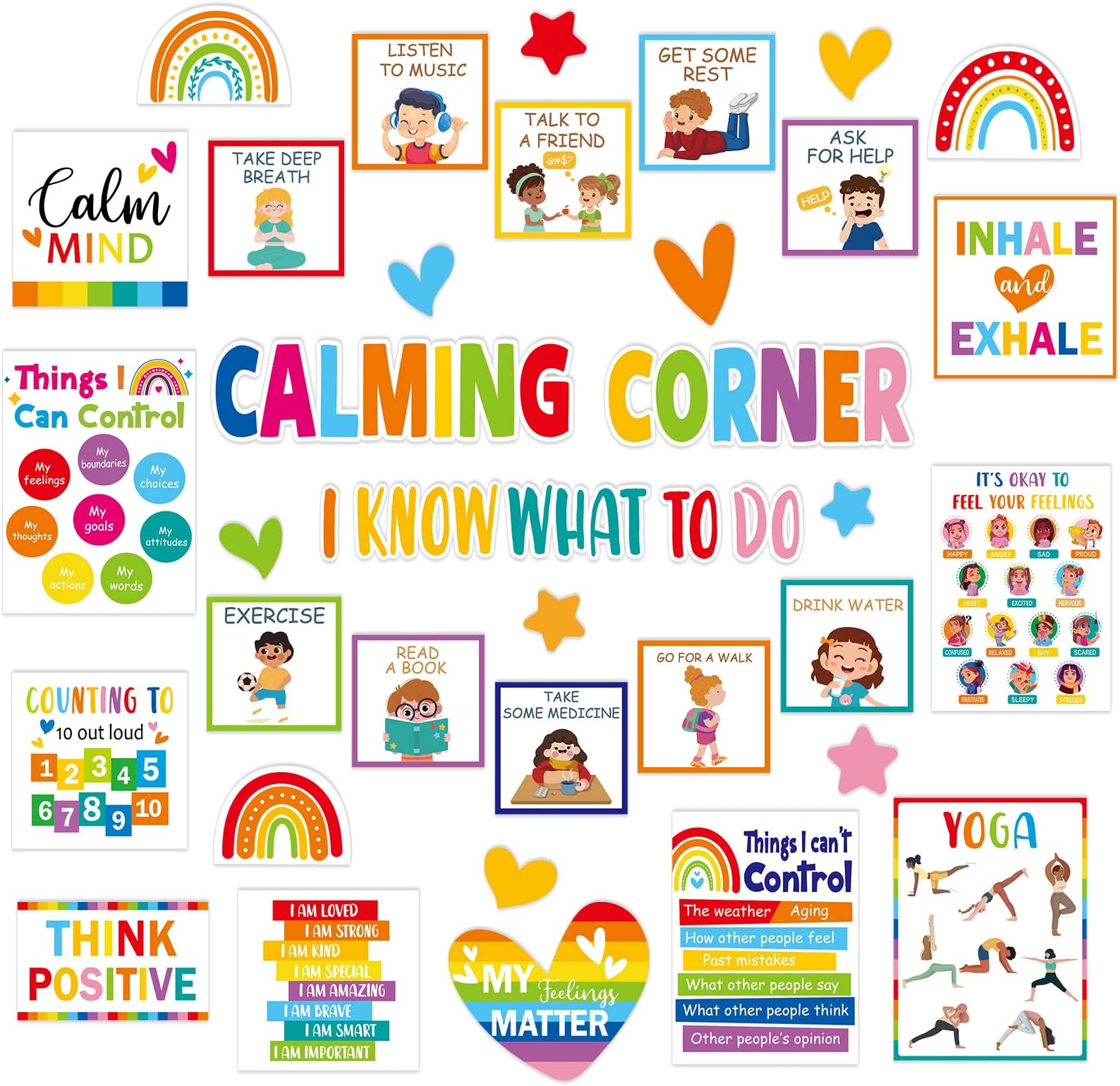 Amazon.com: Colorful Calming Corner Classroom Bulletin Board Set ...