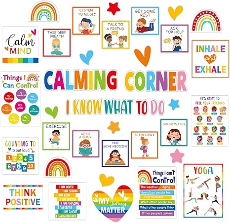 Amazon.com: Colorful Calming Corner Classroom Bulletin Board Set ...