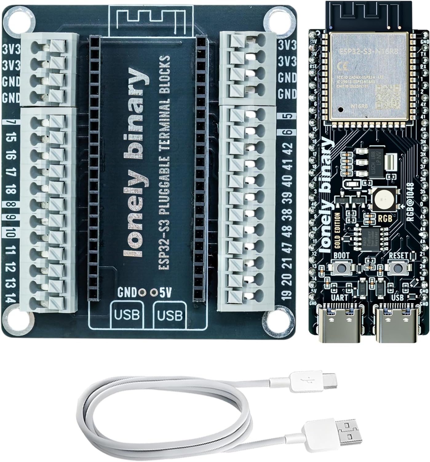 Amazon.com: Lonely Binary ESP32-S3 N16R8 Gold Edition Development Board - 16MB Flash, 8MB PSRAM ...