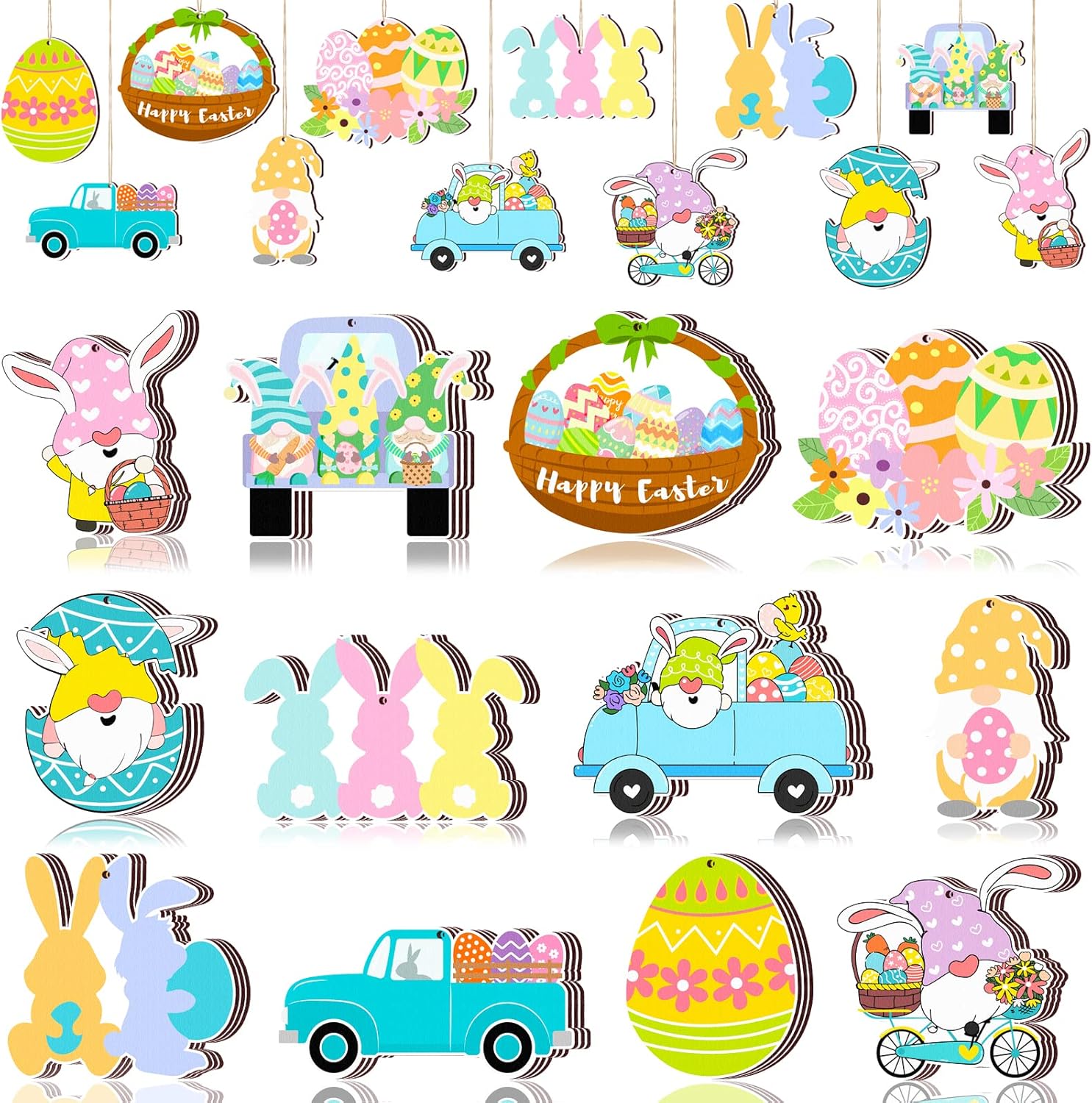 Amazon.com: GuassLee 36Pcs Wooden Easter Bunny Ornaments for Kids DIY ...