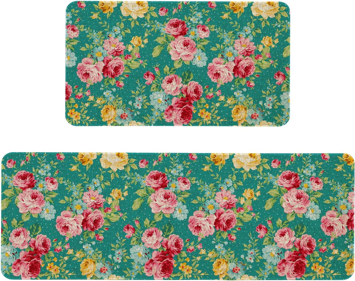 Amazon.com: Kuyuayee Boho Floral Kitchen Mats Set of 2 Non Slip ...