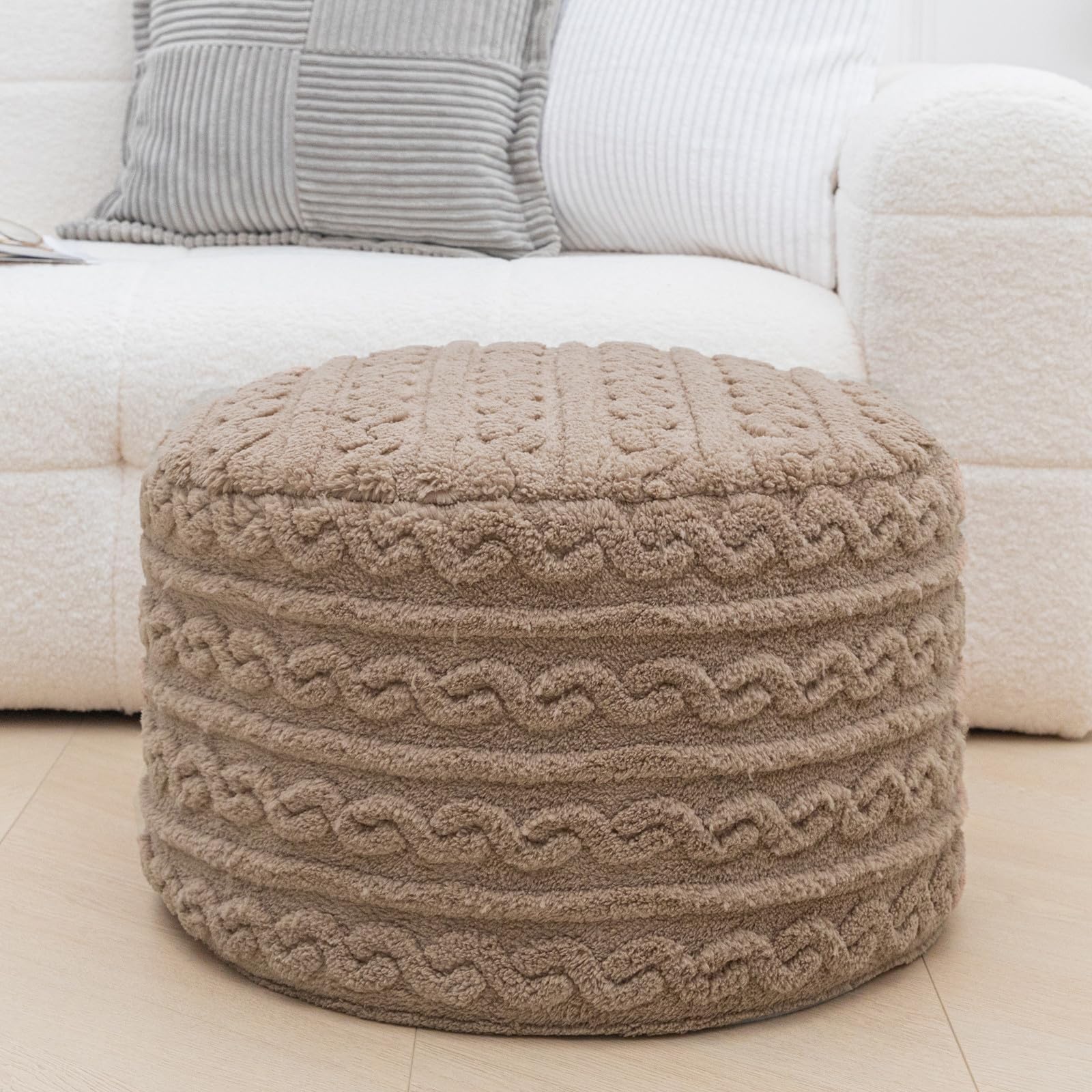 Asuprui Round Pouf Ottoman Stuffed Pouf Foot Stool Floor Pouf Chair for ...